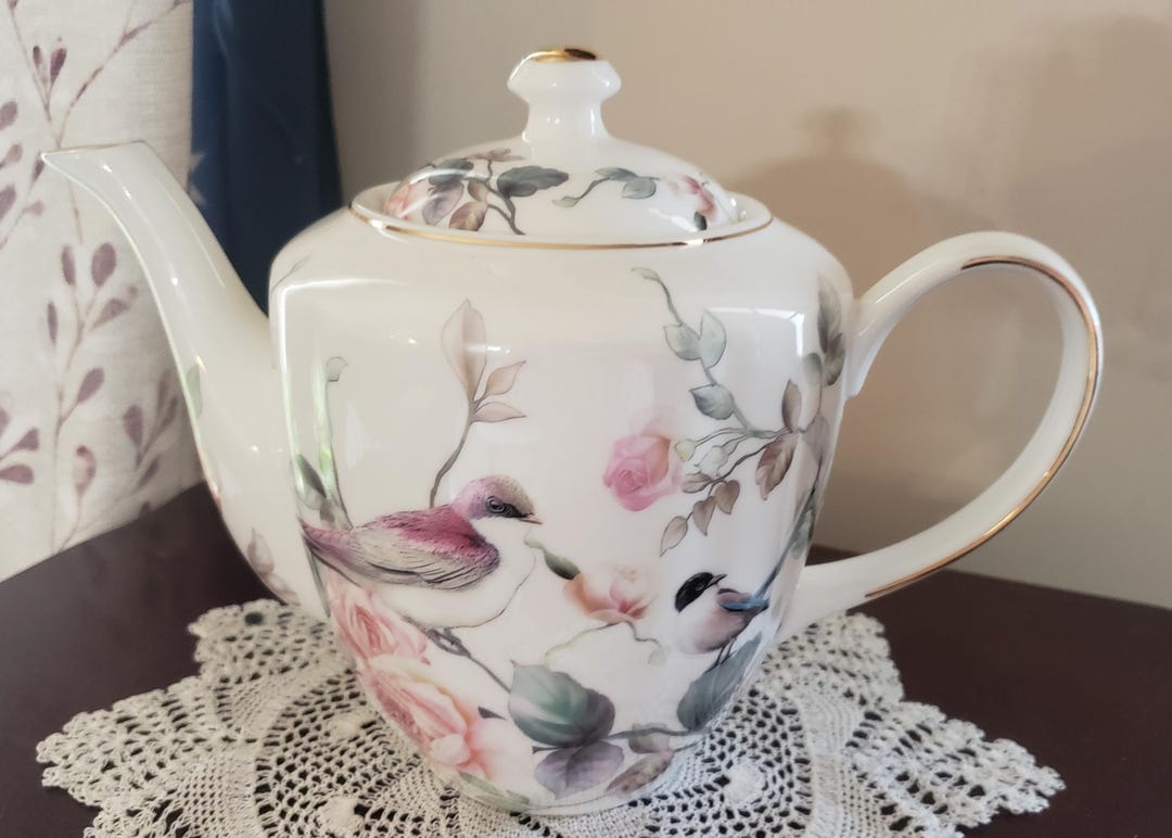 Grace Teaware Teapot Roses and Birds Magnolia Collection - Etsy
