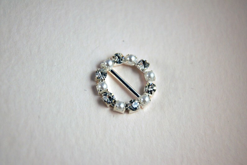 5 Small Round Rhinestone and Pearl Buckle Slides - Etsy