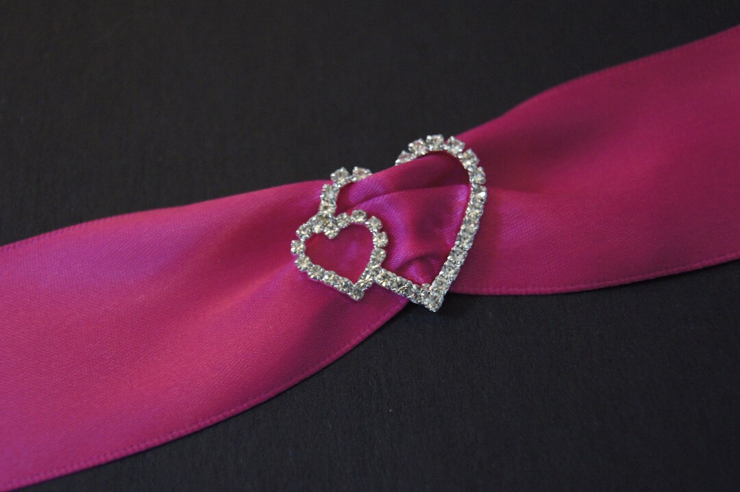 Set of 5 Two Heart Rhinestone Slide Buckles - Etsy