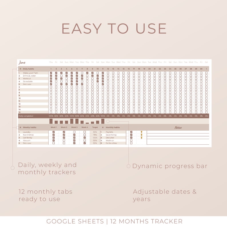 Digital Habit Tracker Spreadsheet, Digital Planner, Daily Checklist ...