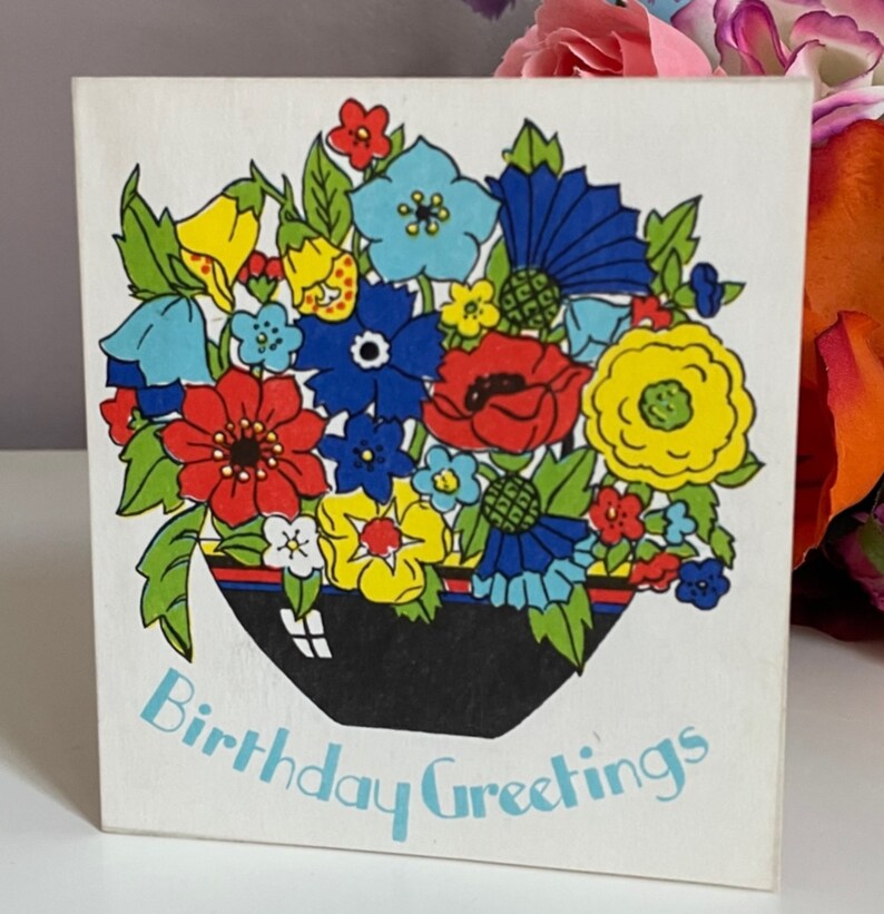 Vintage Unused Fold-out Birthday Card With Envelope - Illustration of ...