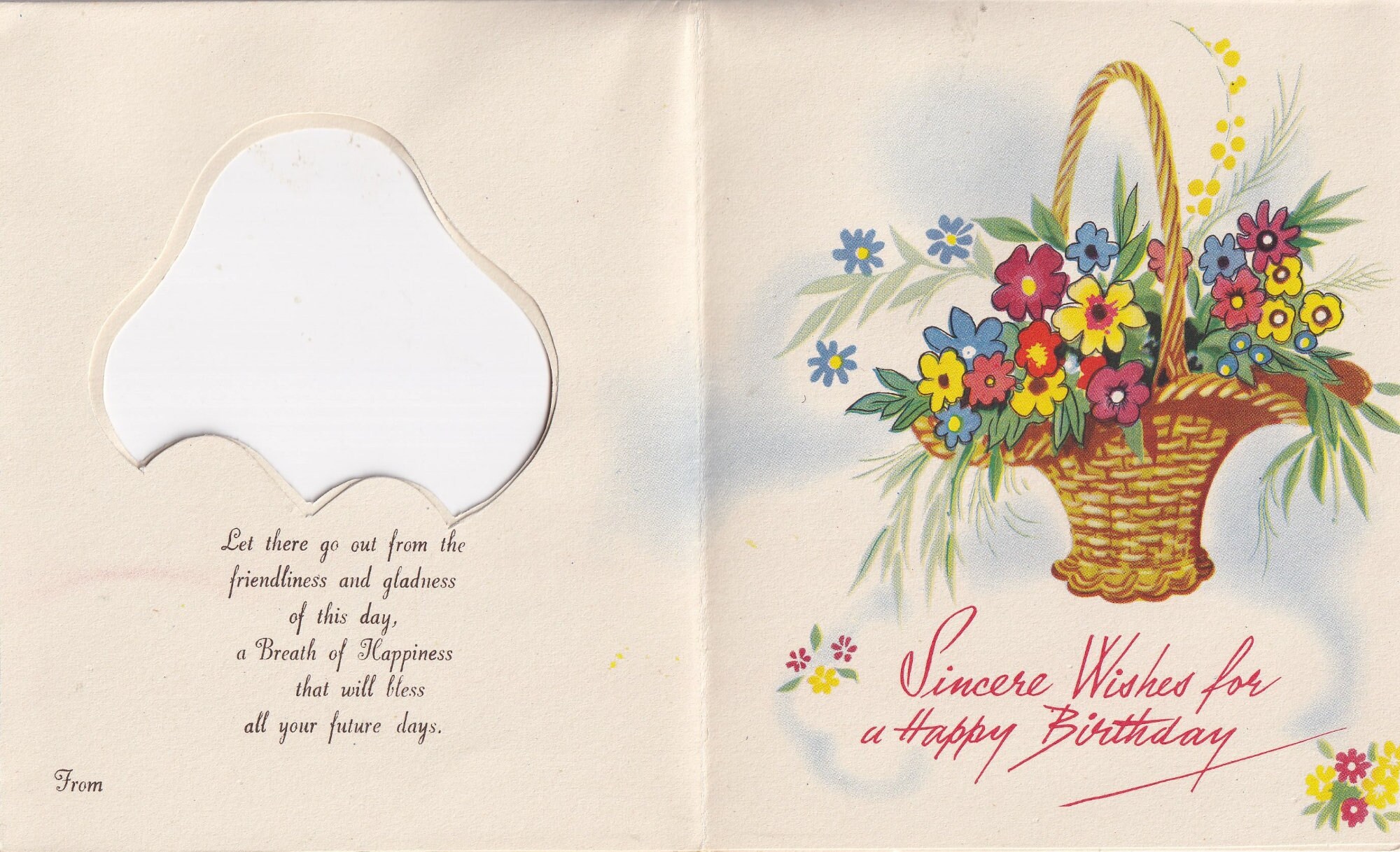 Vintage Unused Fold-out Birthday Card With Envelope - Cut Out Cover ...