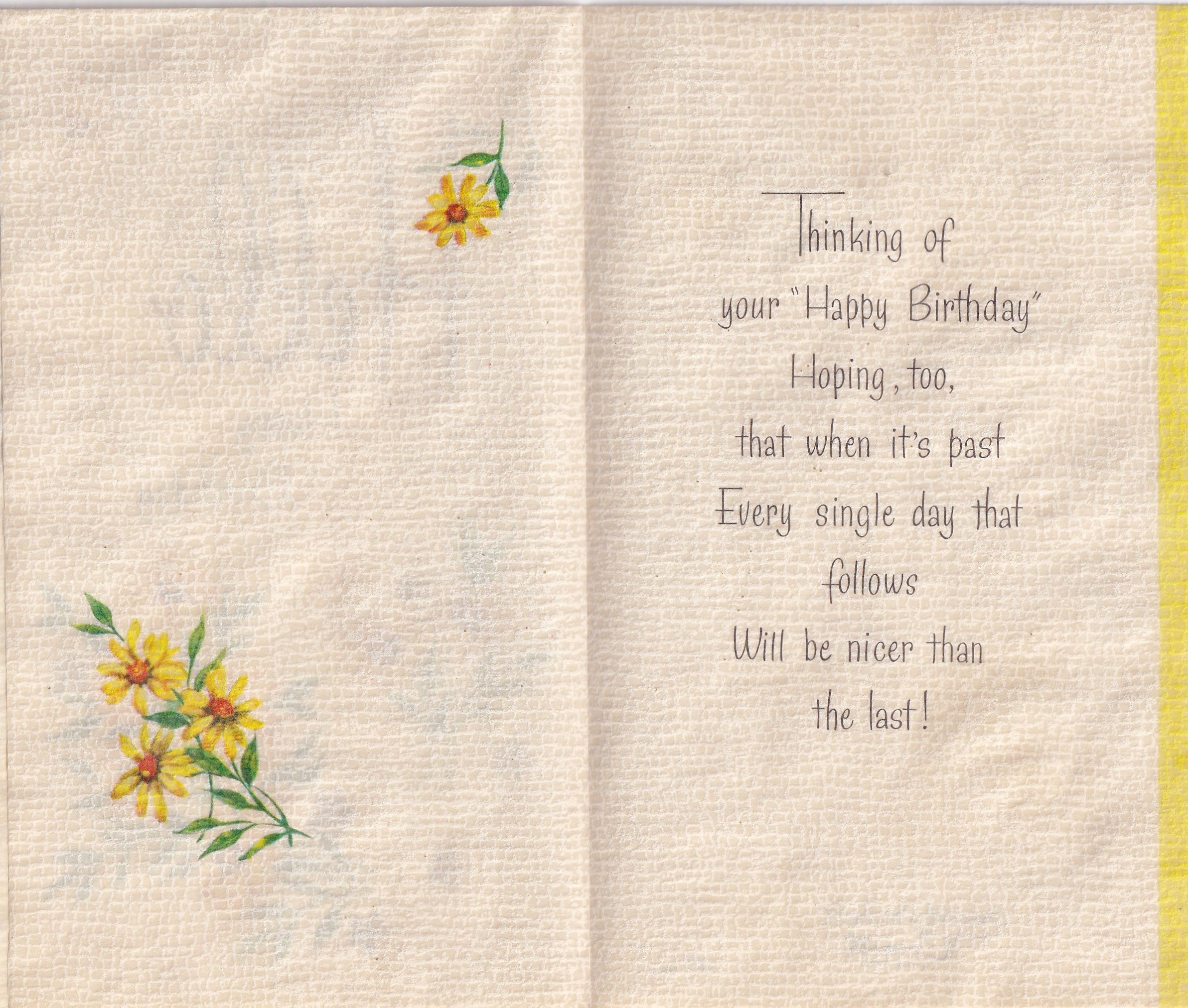 Vintage Unused Fold-out Birthday Card - Golden Glitter Accents - Yellow ...