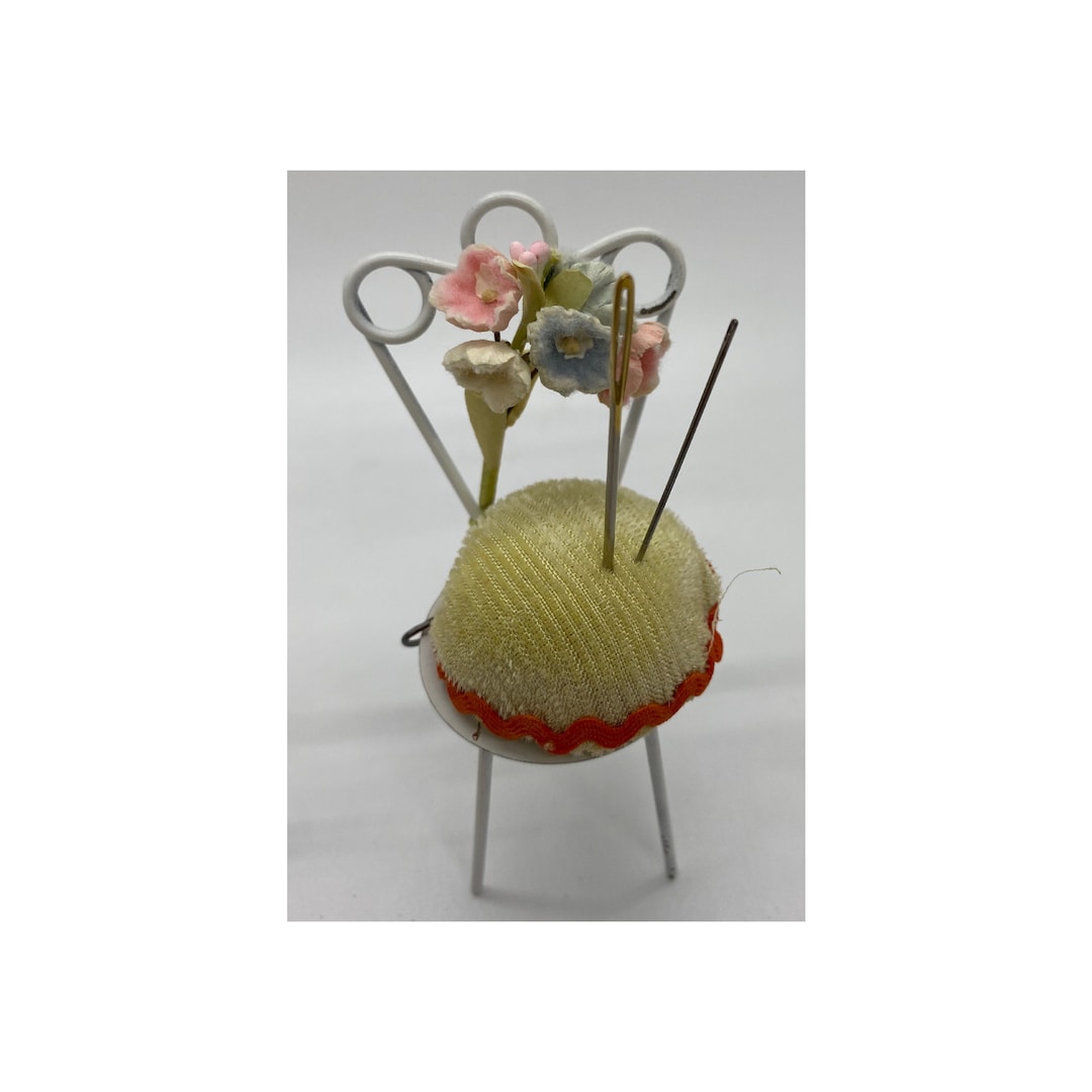 Vintage Chair Pincushion - Shabby Chic - Cafe-style Chair With Flowers ...