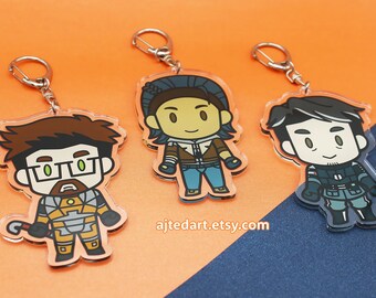 Gordon Freeman & Alyx Vance 2.5 Inch Acrylic Charms Keychains half Life ...