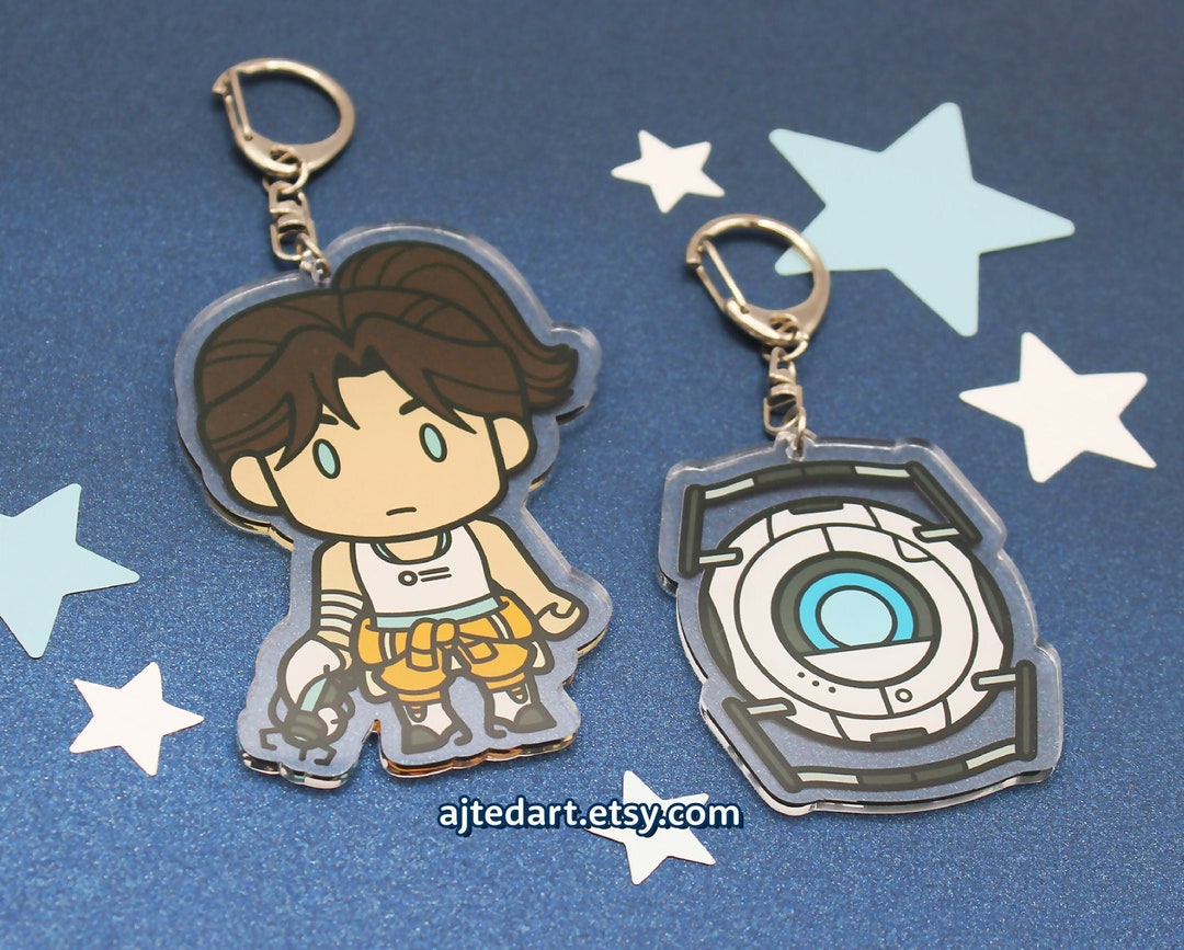CLEARANCE! Chell, Wheatley // 3.5" Clear Acrylic Keychains - Etsy