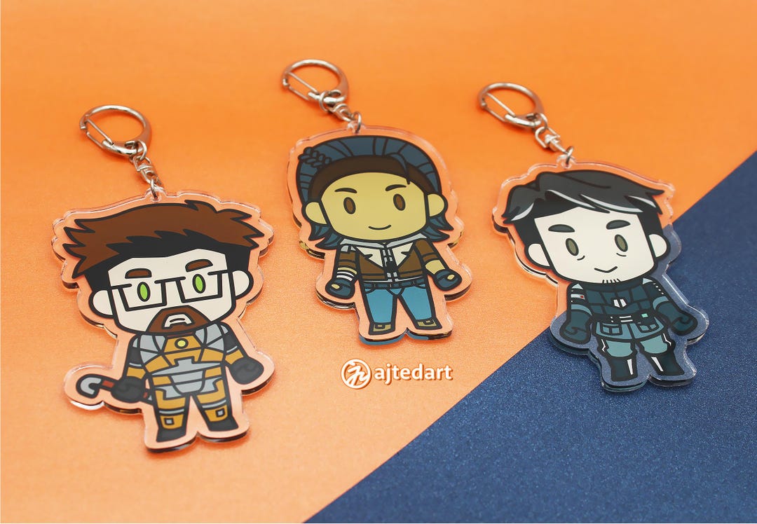 HL2: Gordon Freeman, Alyx Vance, Barney Calhoun 3.5" Clear Acrylic ...