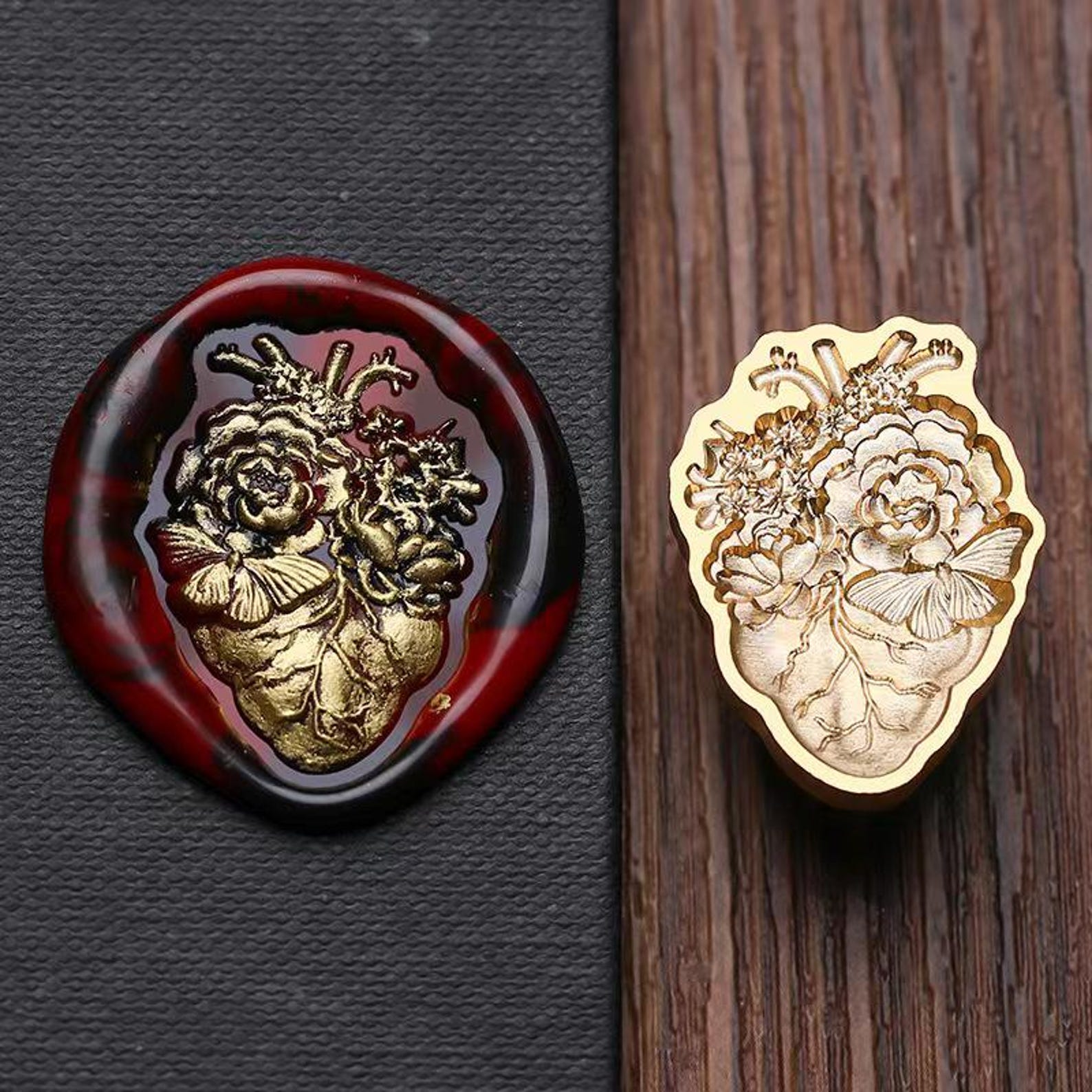 Wax Seal Stamp, Rose Heart Stamp Wax Seals for Invitation Envelope Gift ...