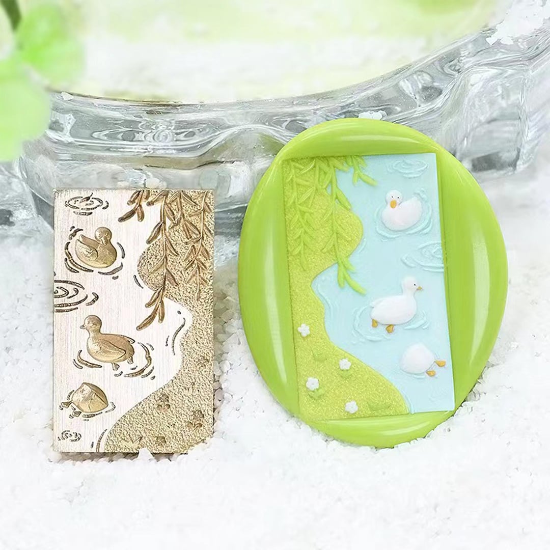 Wax Seal Stamp, Little Duck Swimming Stamp, Duckling Crosses the River ...