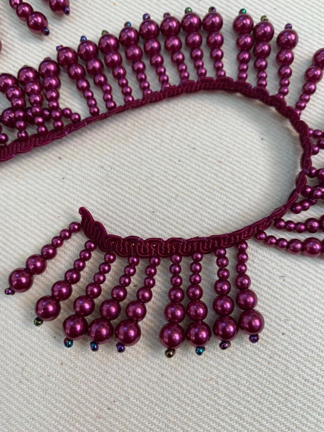 Burgundy Beaded Dangling Trim - by the Yard - Etsy