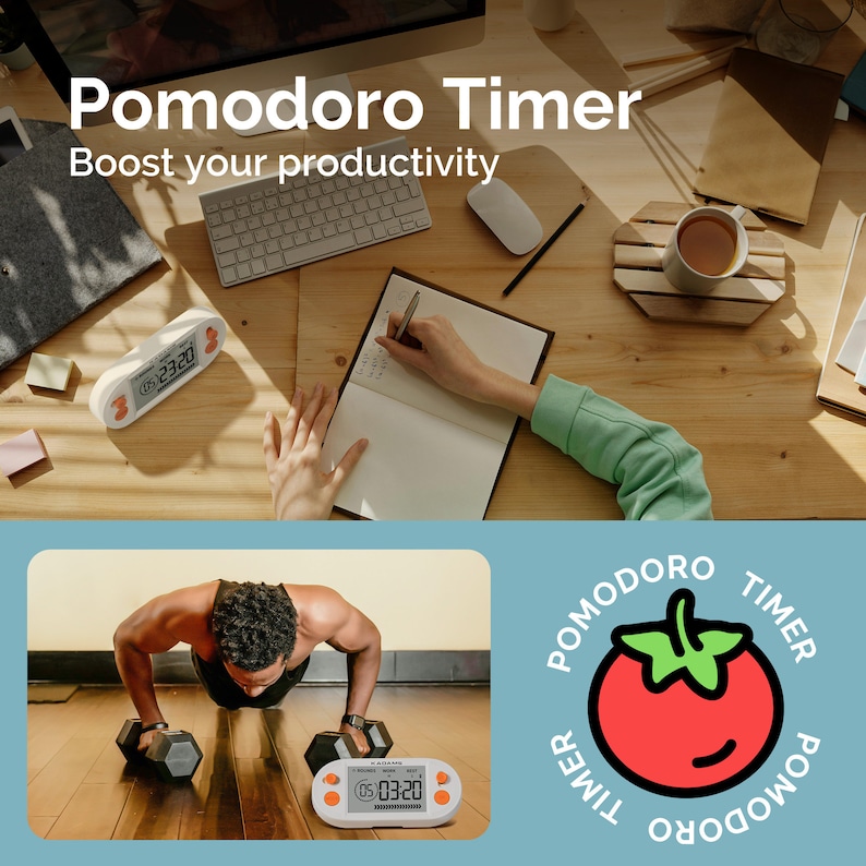 Kadams Pomodoro Productivity Timer Interval Countdown Timer With