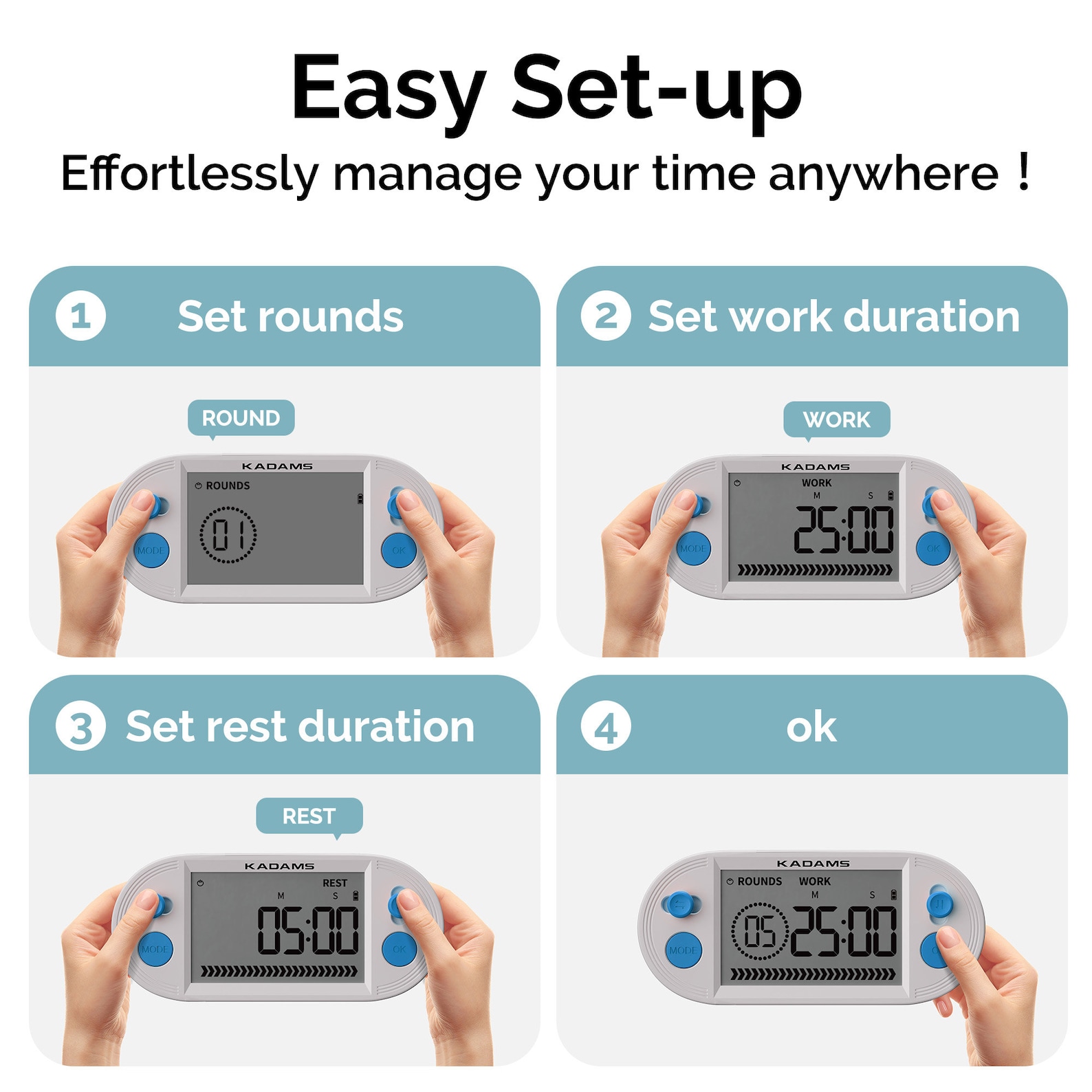 Kadams Pomodoro Productivity Timer Interval Countdown Timer With