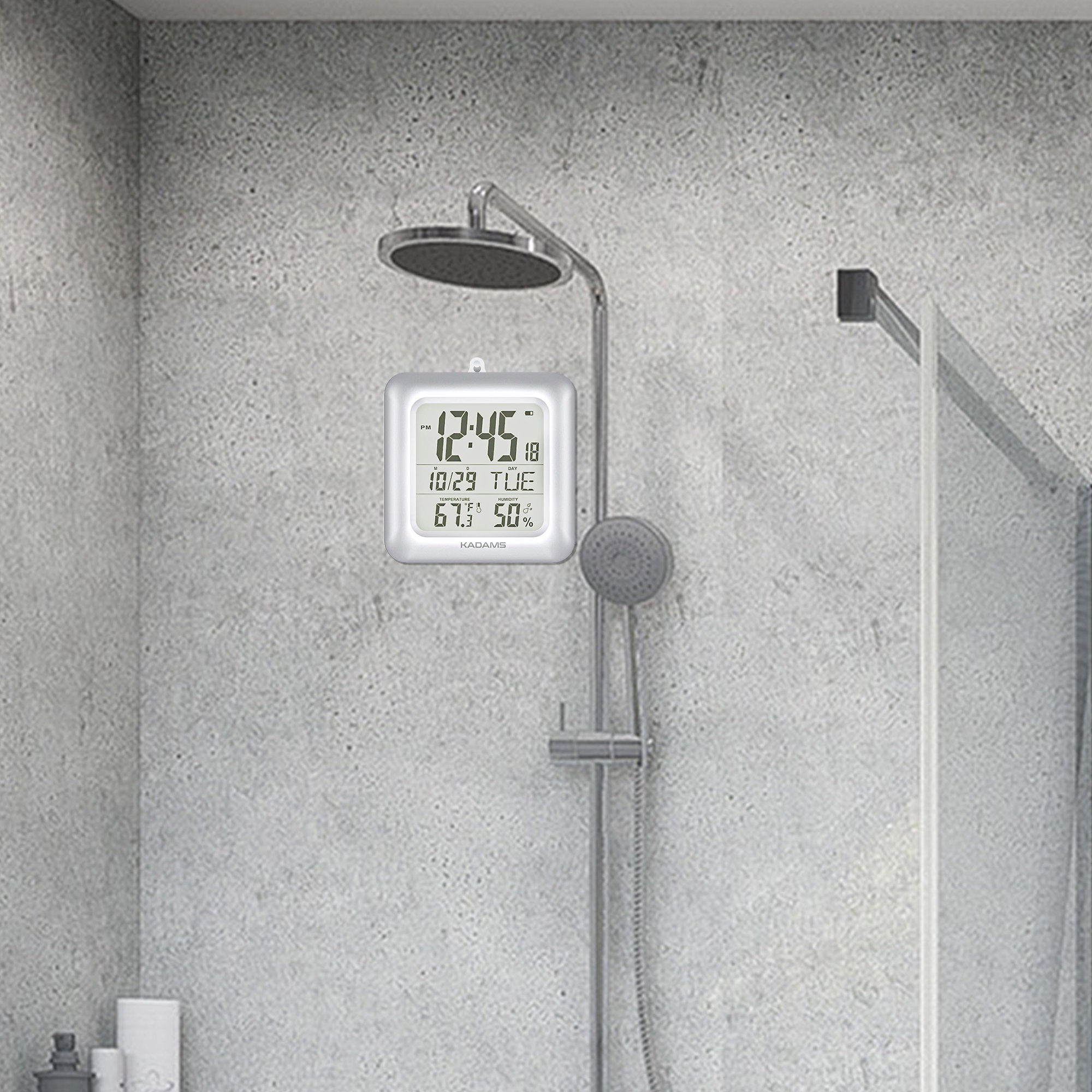 Kadams Large Digital Bathroom Shower Wall Clock Waterproof For Water