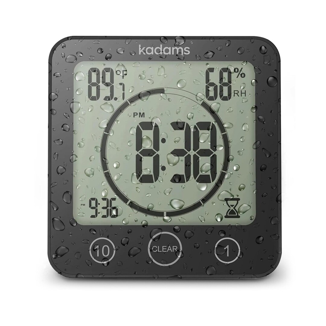 Waterproof Shower Clock: Digital Timer With Temperature & Humidity - Etsy