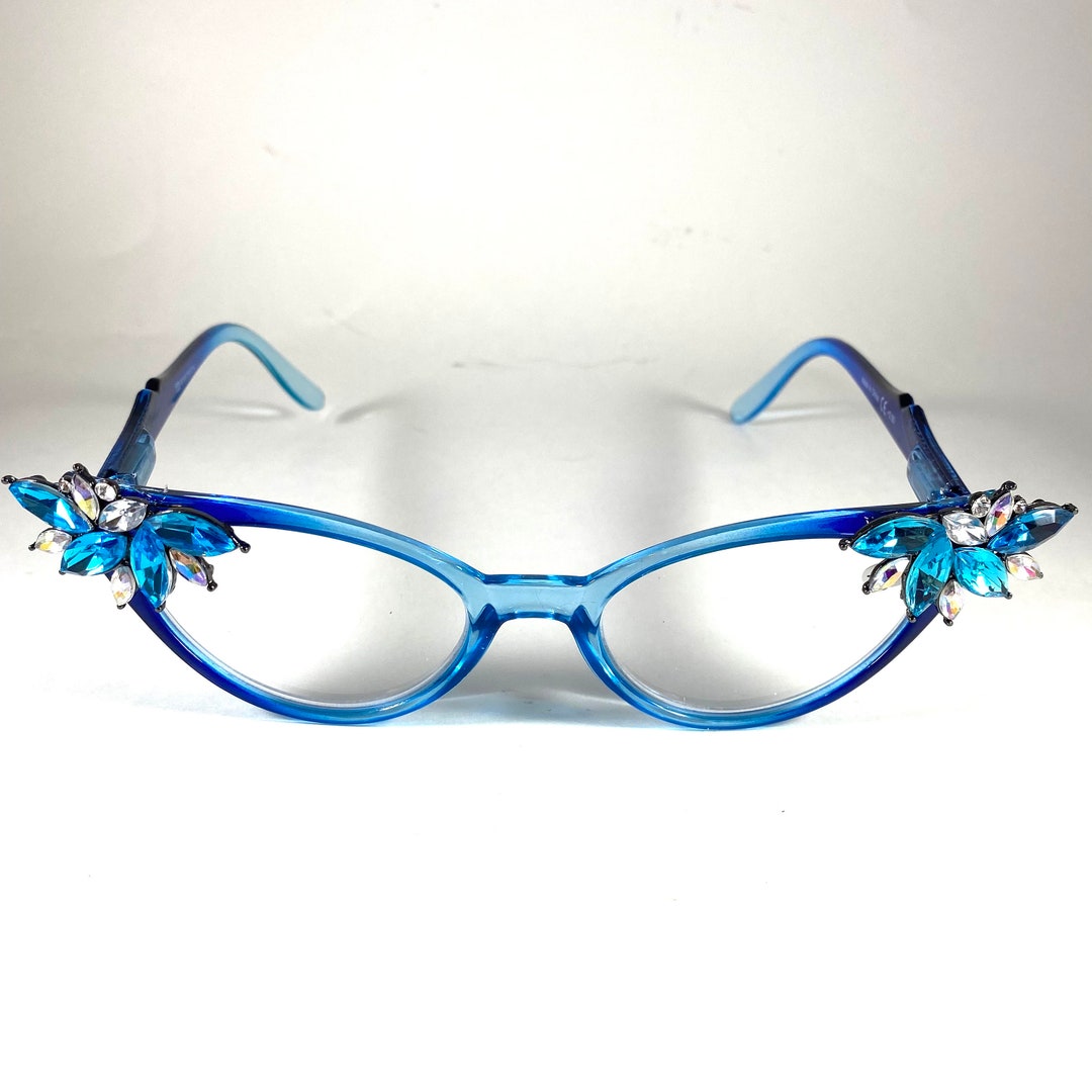 Retro Readers Aqua Royal Blue Ombre Frames With Turquoise - Etsy