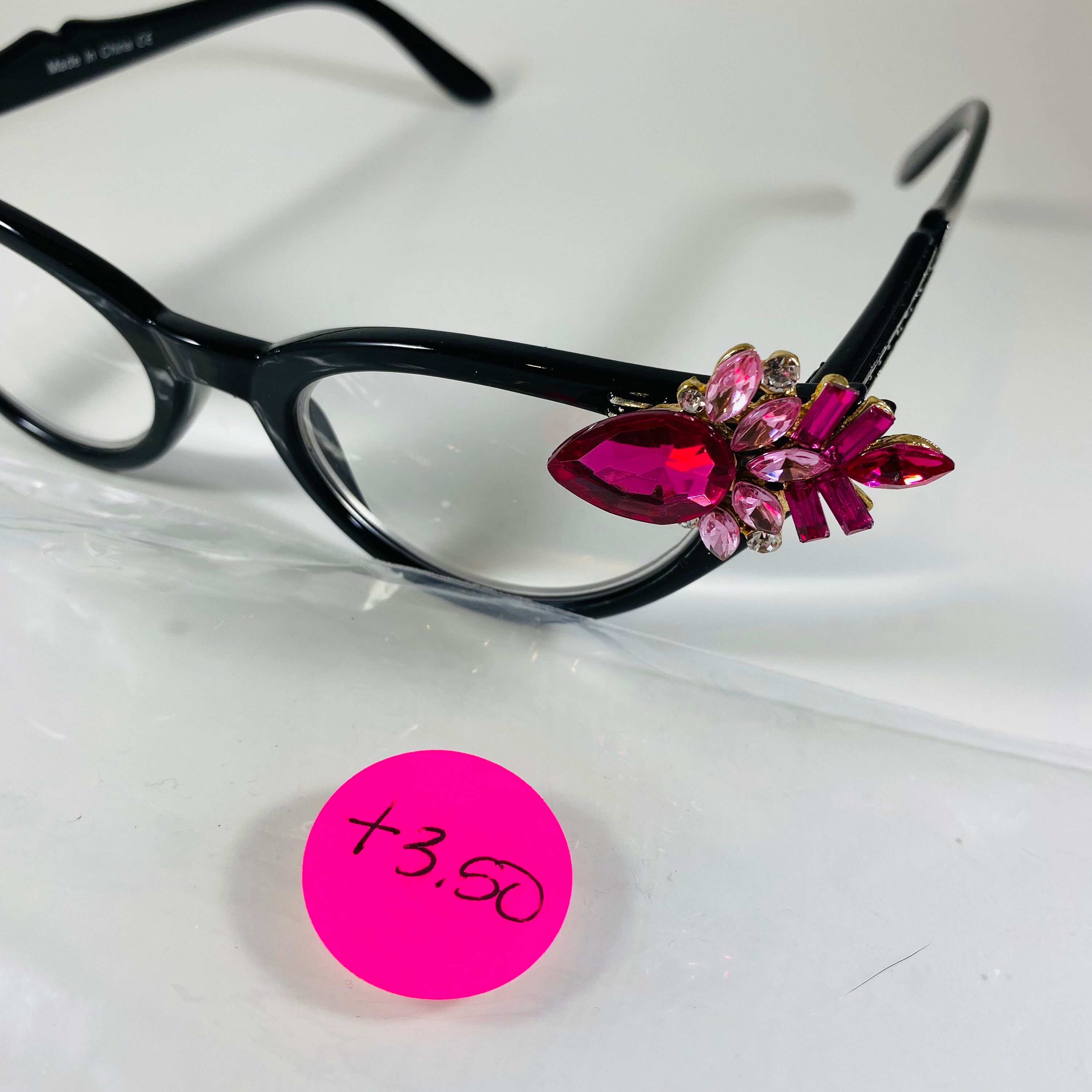 Retro Readers Black Frames With Hot Pink Rhinestones 3.50 - Etsy