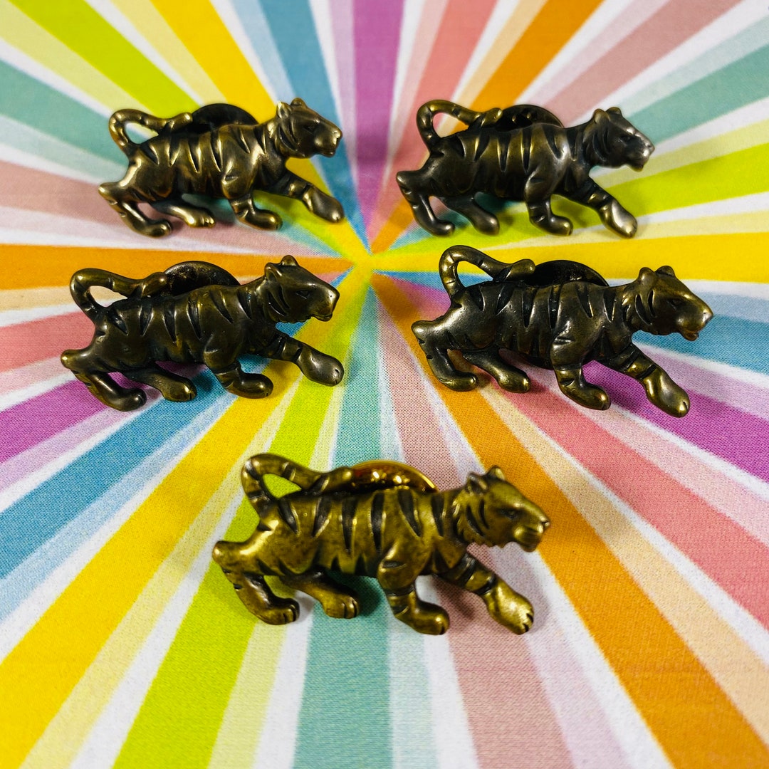 Cool Little Vintage Brass Tiger Pins Pin Lot Scatter Pins Tight Pin - Etsy