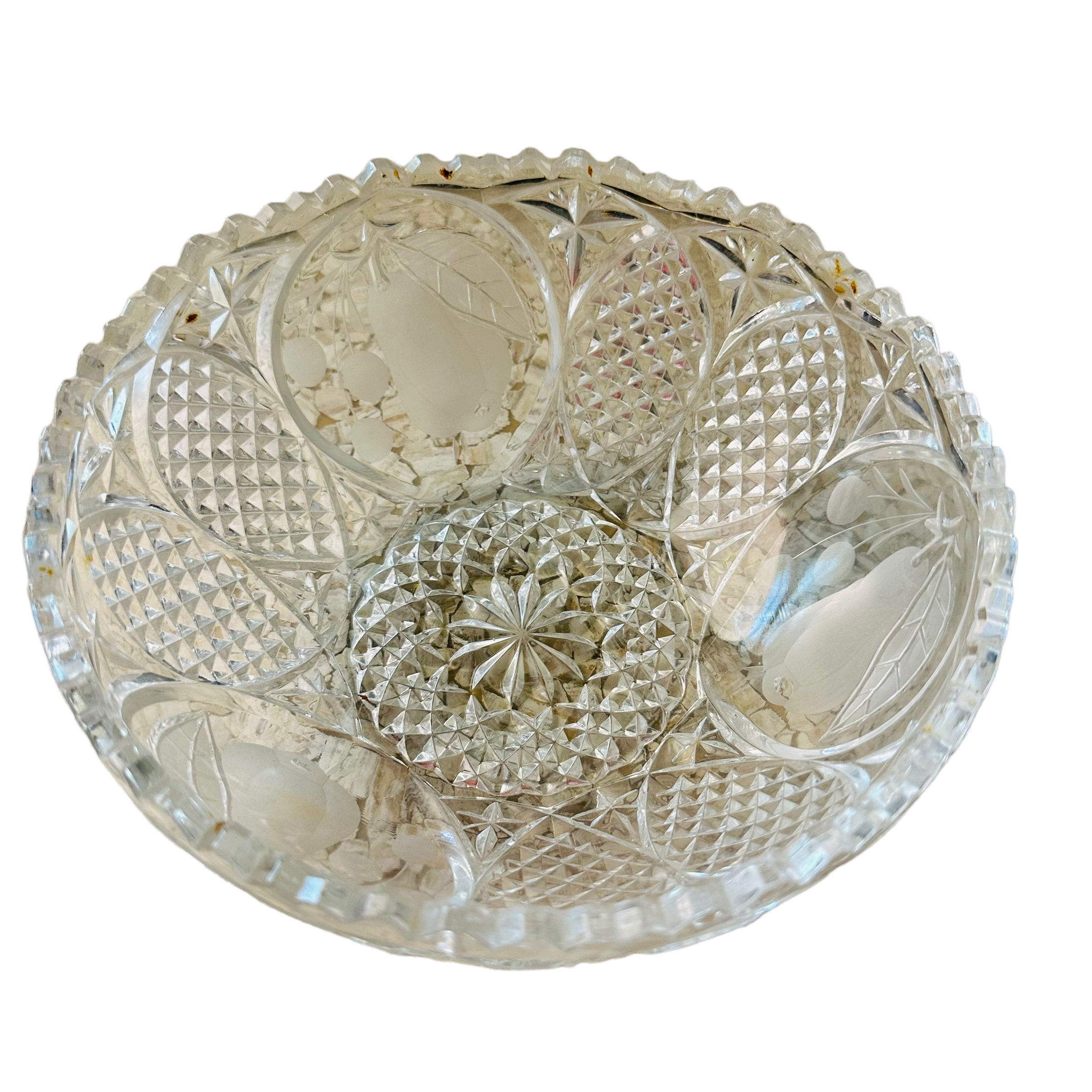 Beautiful Vintage Pressed Glass Bowl With Sawtooth Edge and - Etsy