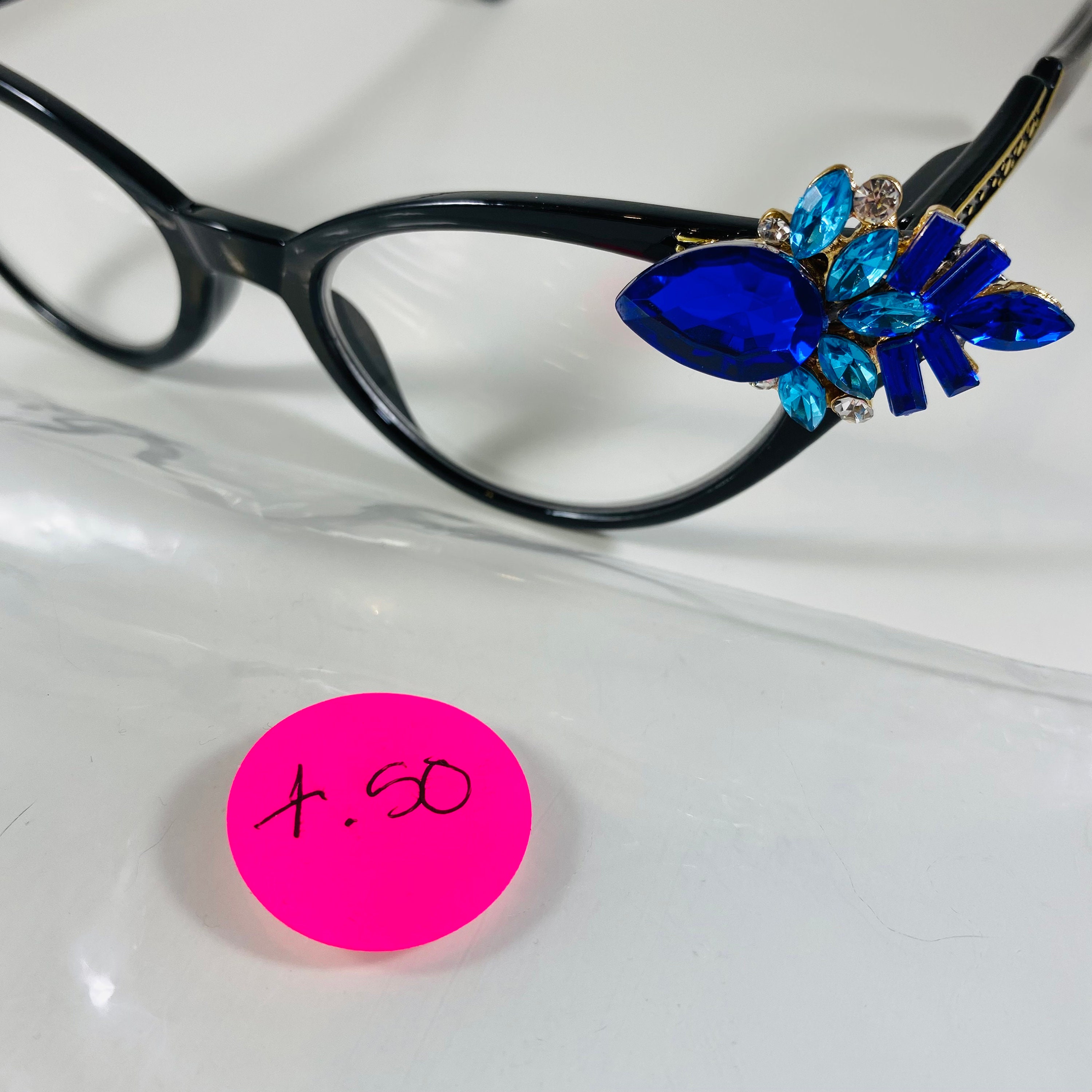 Retro Readers Shiny Jet Frames With Bright Blue and Aqua - Etsy