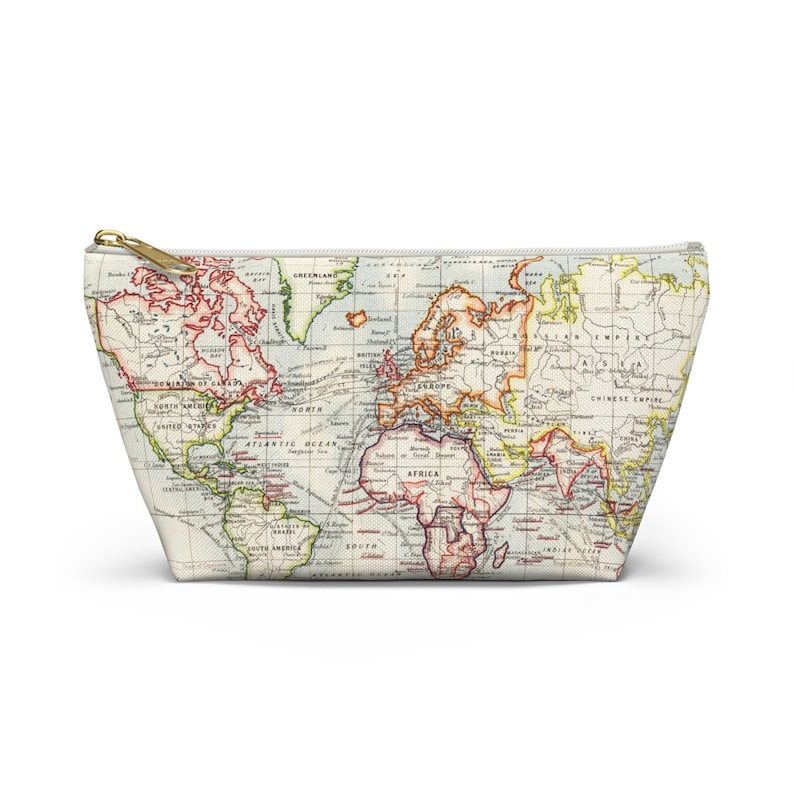 World Map Zipper Pouch, Wanderlust Make up Bag, Cosmetic Case, Travel ...