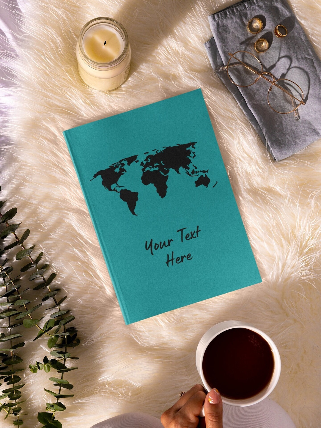 World Map Journal, Travel Book, Travel Gift, Personalized Lined Journal ...
