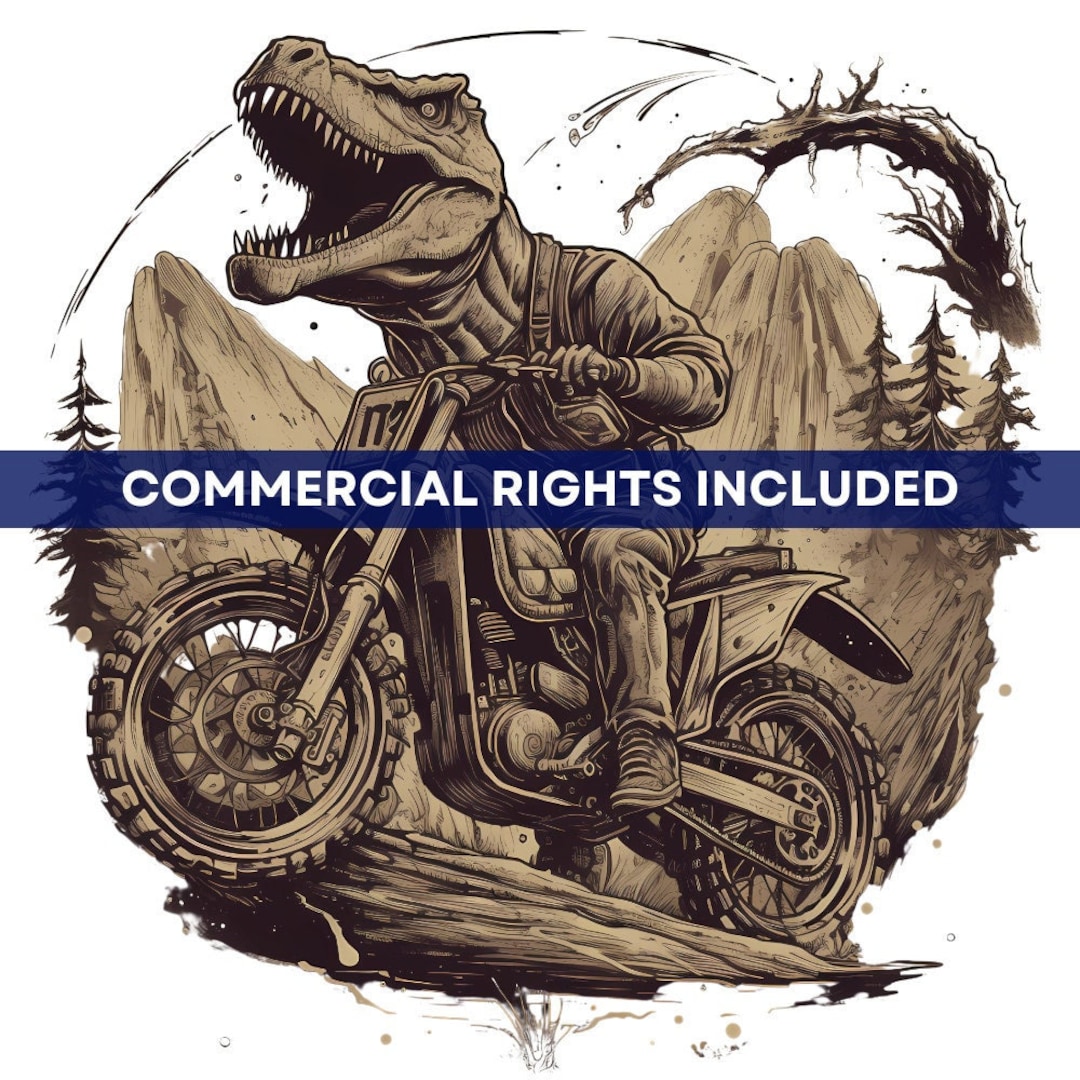 T-rex Riding a Dirtbike, Print on Demand Instant Download PNG, Mountain ...