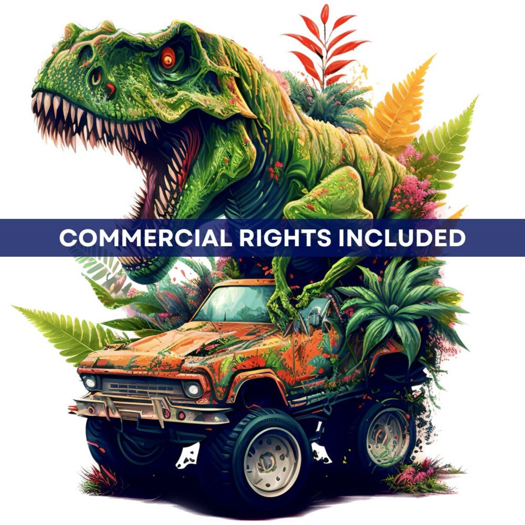 Dinosaur Riding a Monster Truck PNG Digital Download, T-rex Kids Boys ...