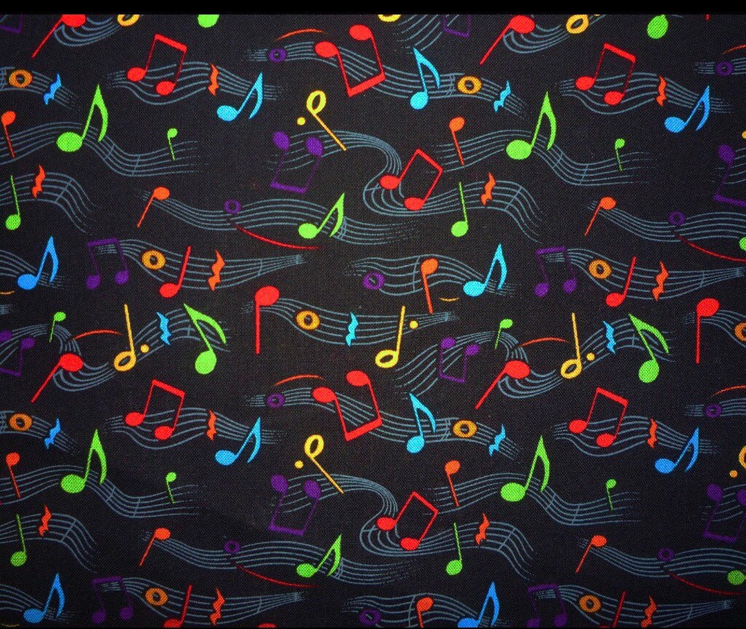 Music Notes ~tossed~ Cotton Fabric ~ by the Yard - Etsy