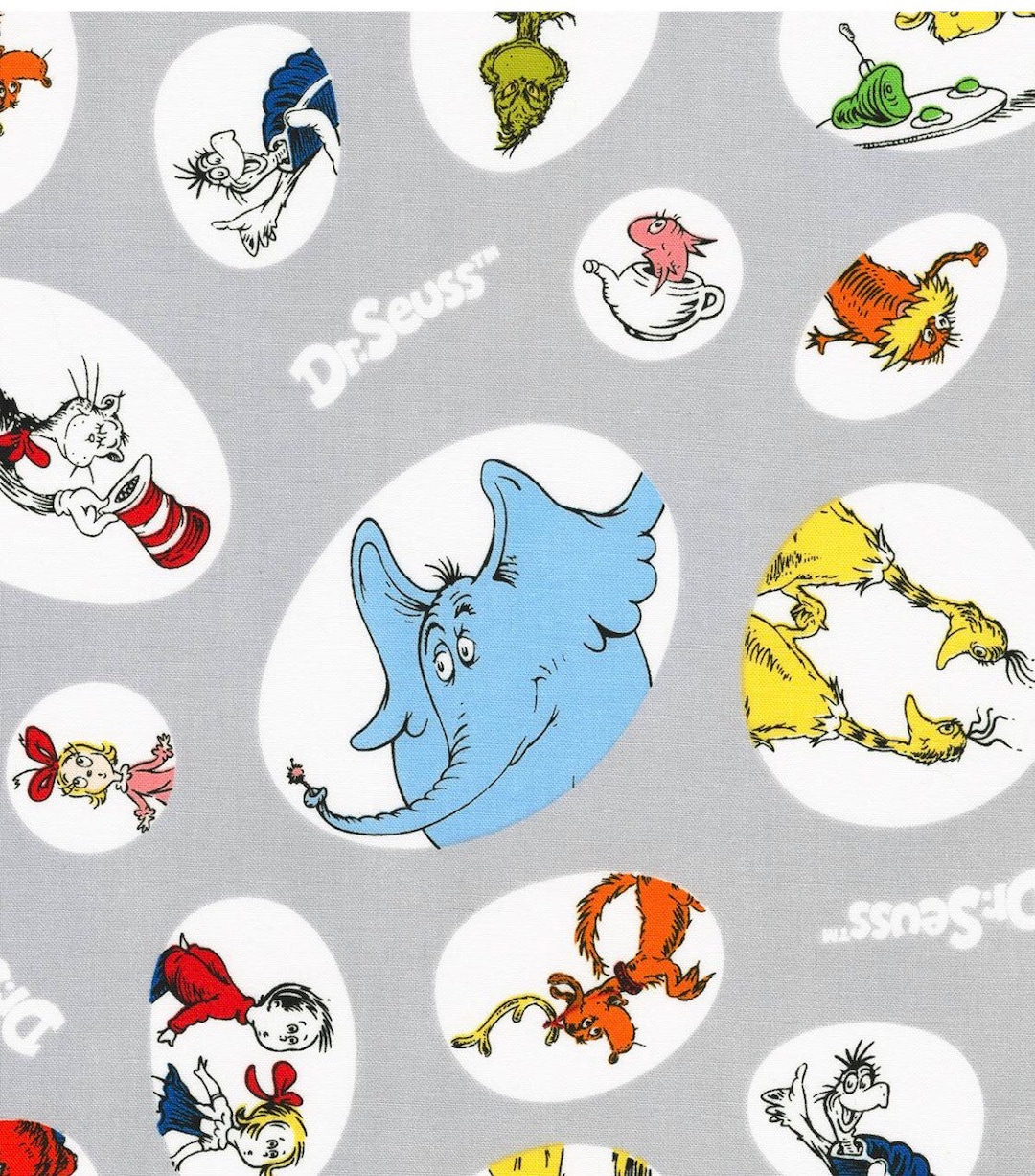 Dr. Seuss Celebrate Seuss Ovals ~ Cotton Fabric ~ by the Yard - Etsy