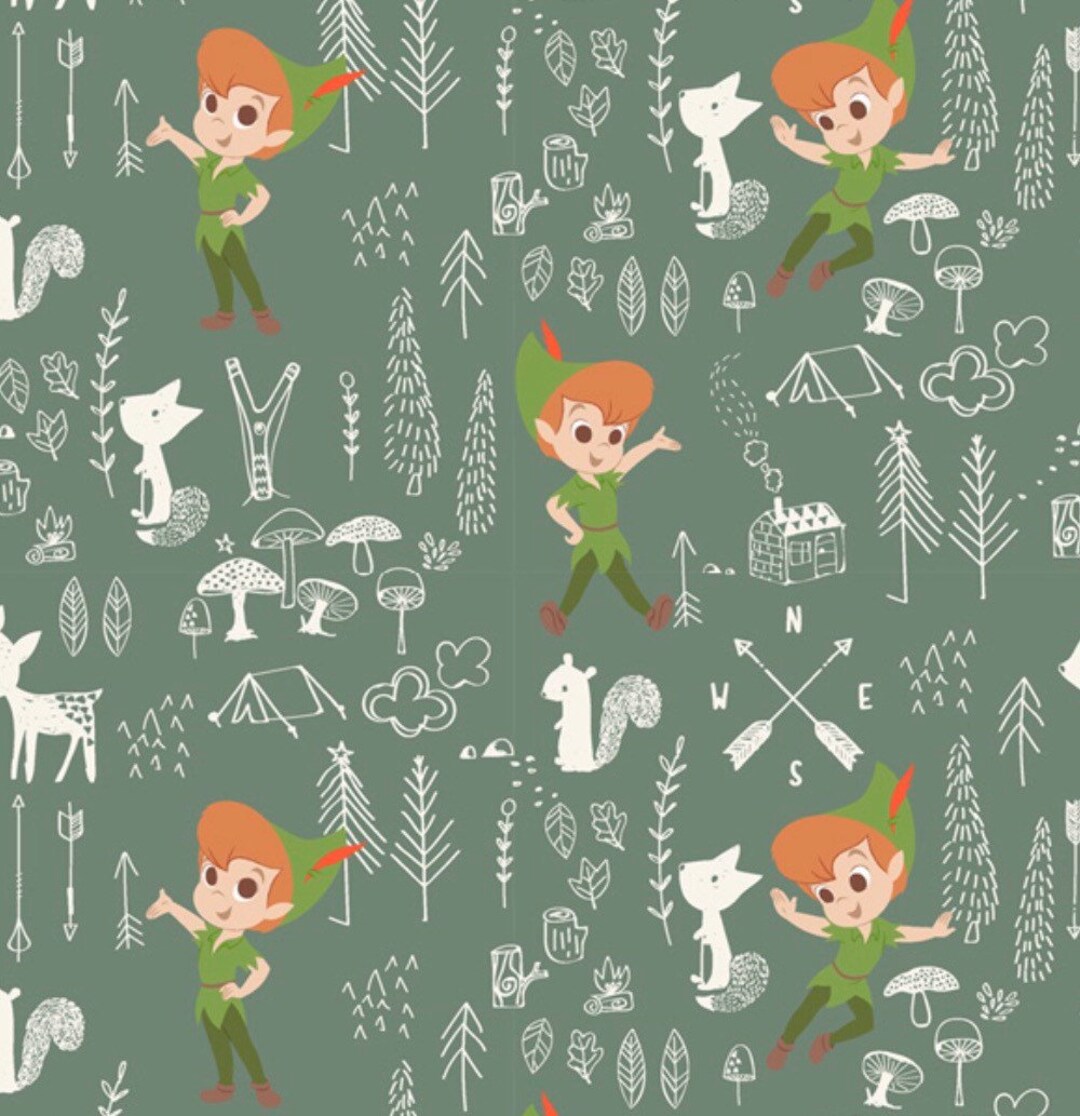 Peter Pan Forest Toss ~ Cotton Fabric. - Etsy