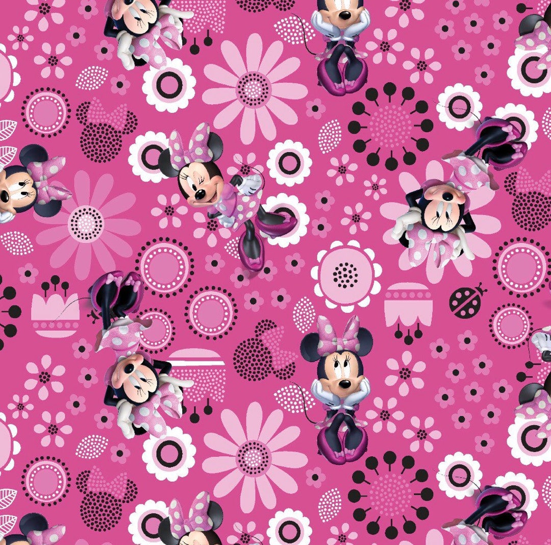 Disney Minnie Mouse 100 % Cotton Fabric Pink Precut Great for Mask ...