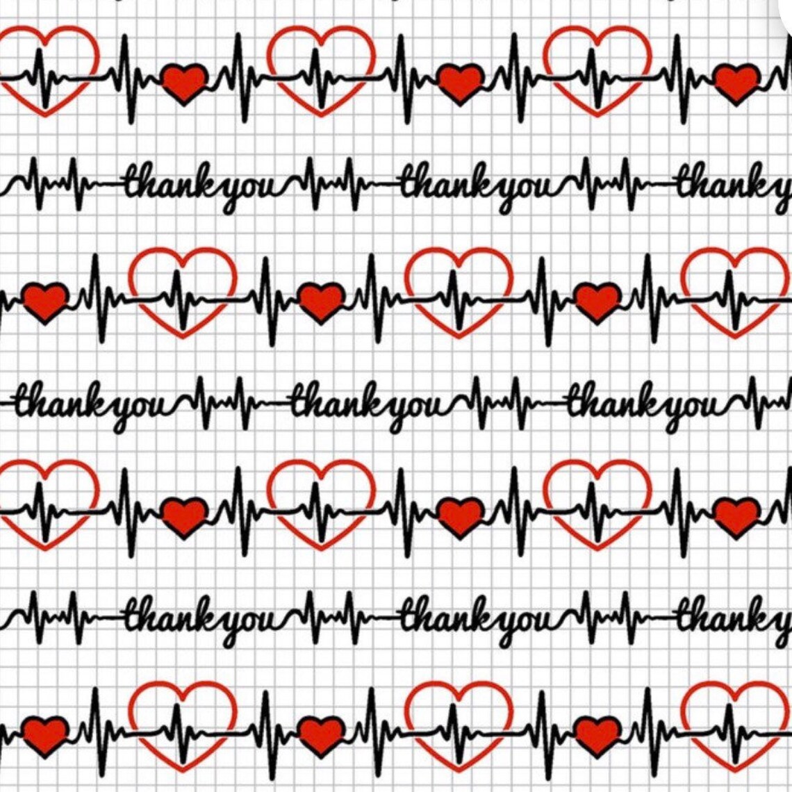 Thank You Heartbeats Medical Stethoscope Hearts 100% Cotton | Etsy