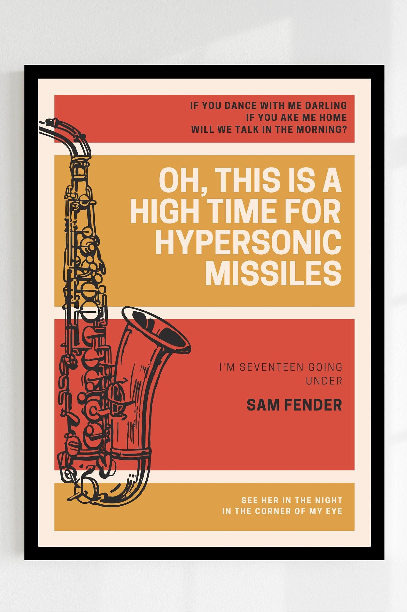 Sam Fender Hypersonic Missiles music Print Lyrics Quote - Etsy UK