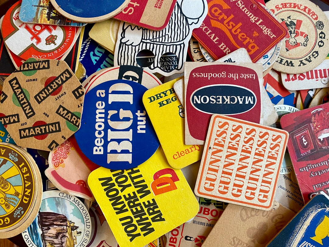 45 Vintage Beer Coasters, 1970s-1980s, European and American. - Etsy
