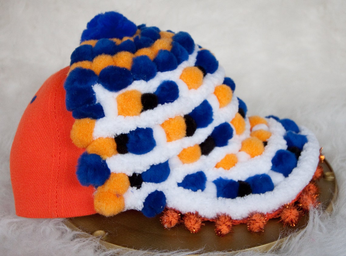 Orange and Blue Baseball Festival Cap/with Orange Tassel/ With White ...