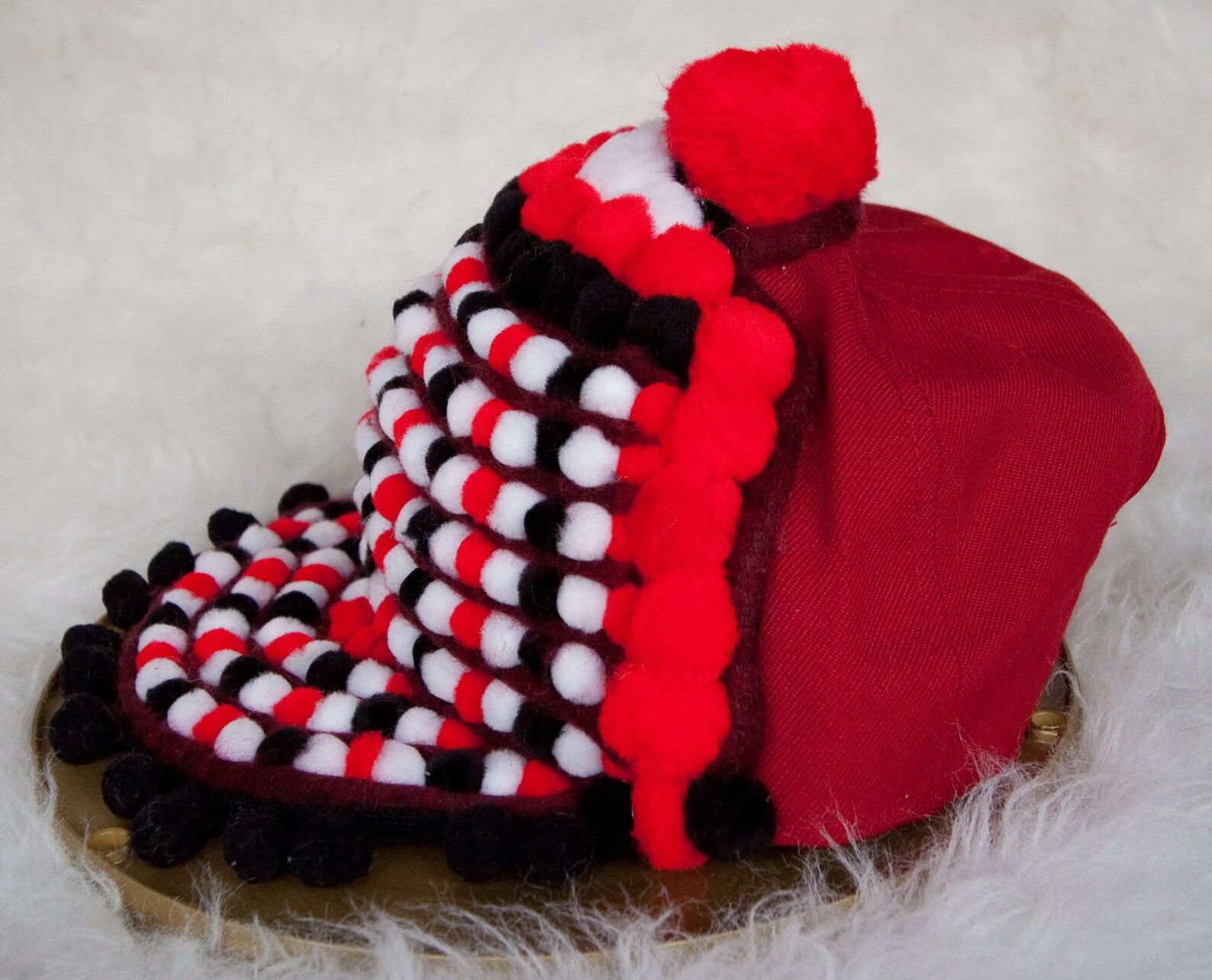 Red and black baseball festival cap/With black tassel/ With - Etsy.de