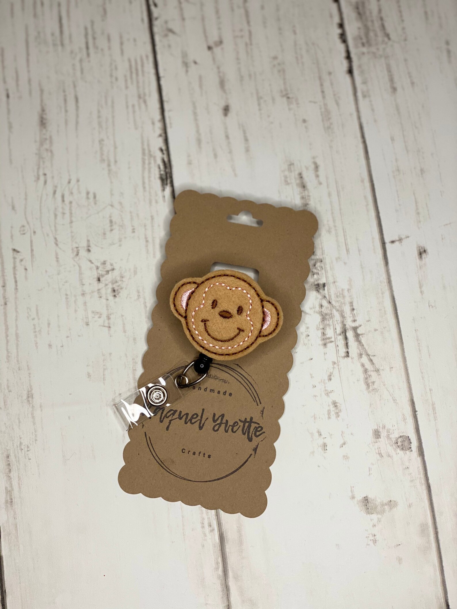 Cute Monkey With Pink Bow Work Badge Reel/badge Holder — Swivel ...