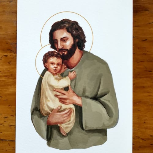 Saint Joseph Saint Joseph Painting Saint Joseph Print St - Etsy