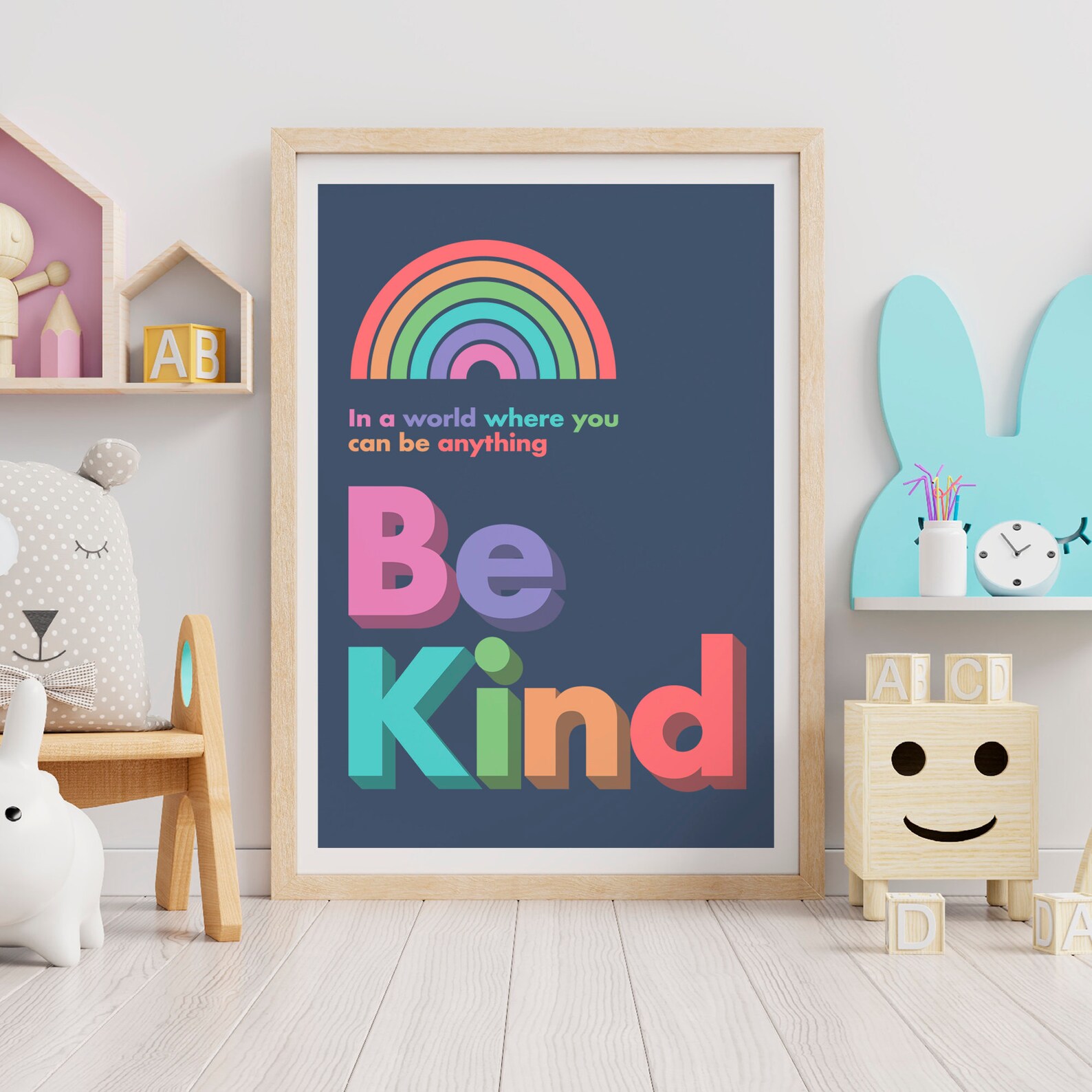 Be Kind Print Rainbow Print Children's Wall Art Kids - Etsy Denmark