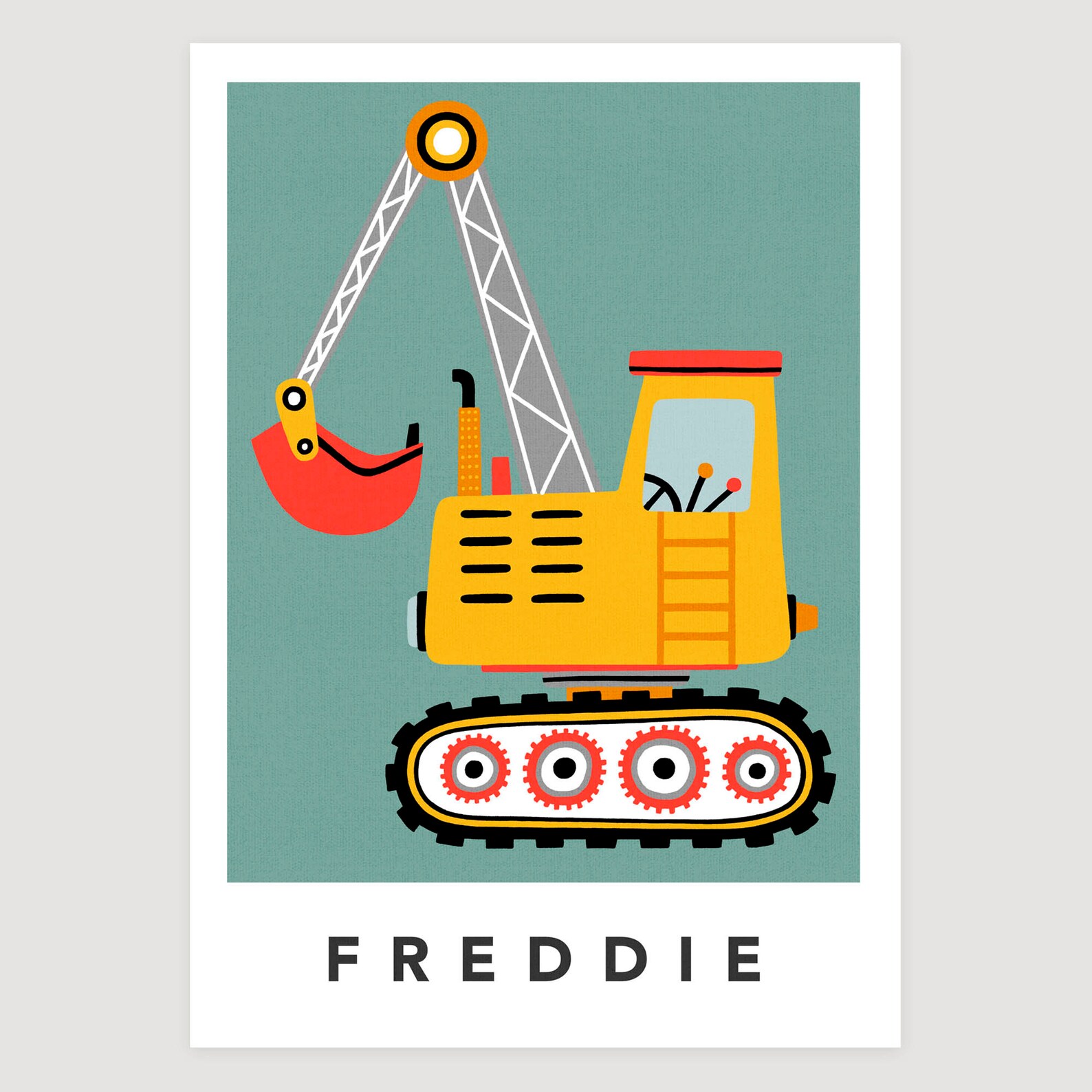 Personalised Digger Print, Construction Nursery Print, Transport Wall ...