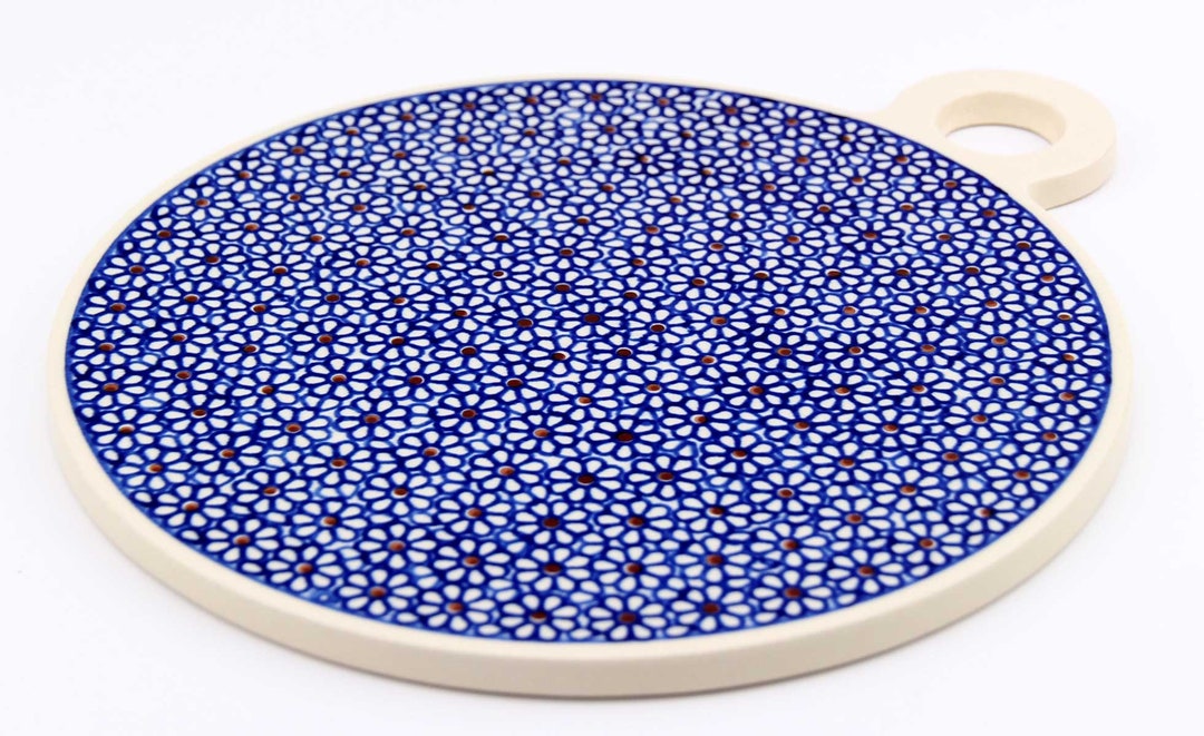 Polish Pottery Round Cutting Board 9 Inch Diameter in Daisy Dreams ...