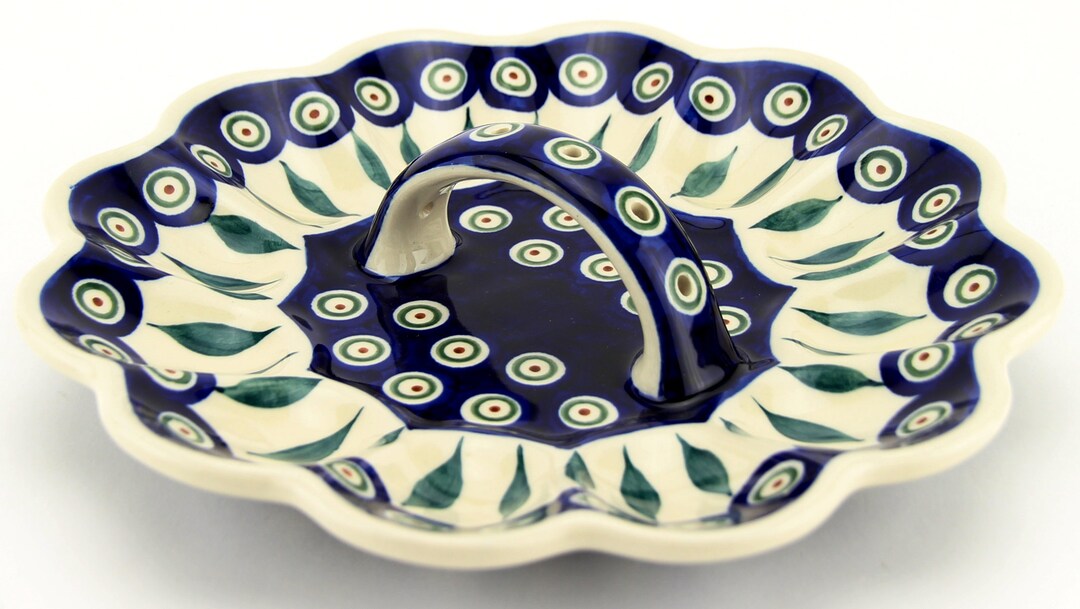 Polish Pottery Deviled Egg Platter, Round Deviled Egg Tray Deviled Egg ...