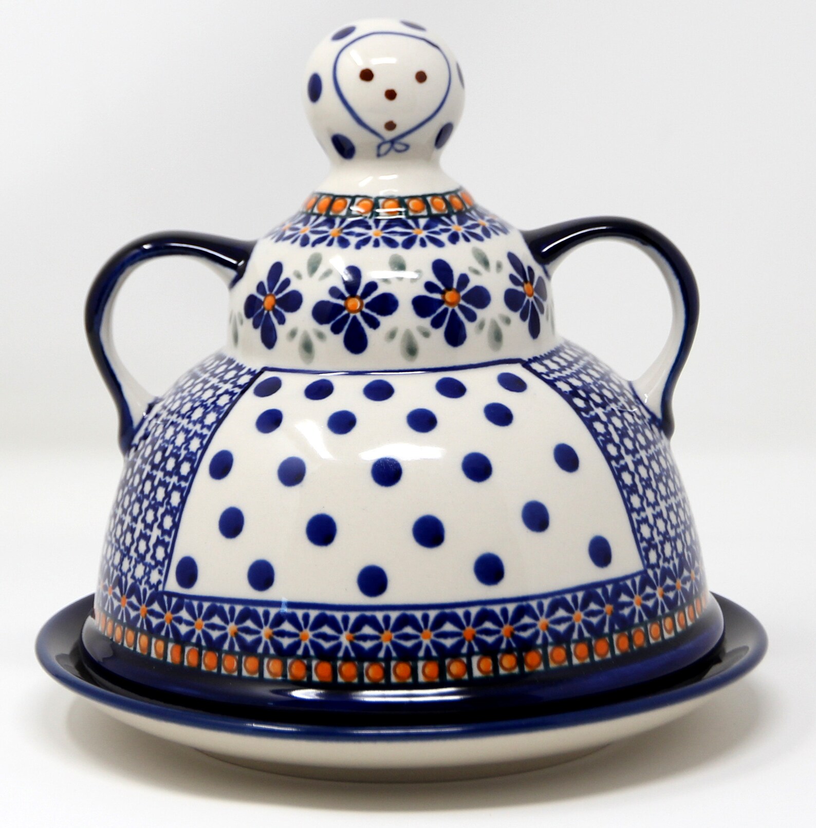 Polish Pottery Cheese Lady in Mosaic Flower Design From - Etsy