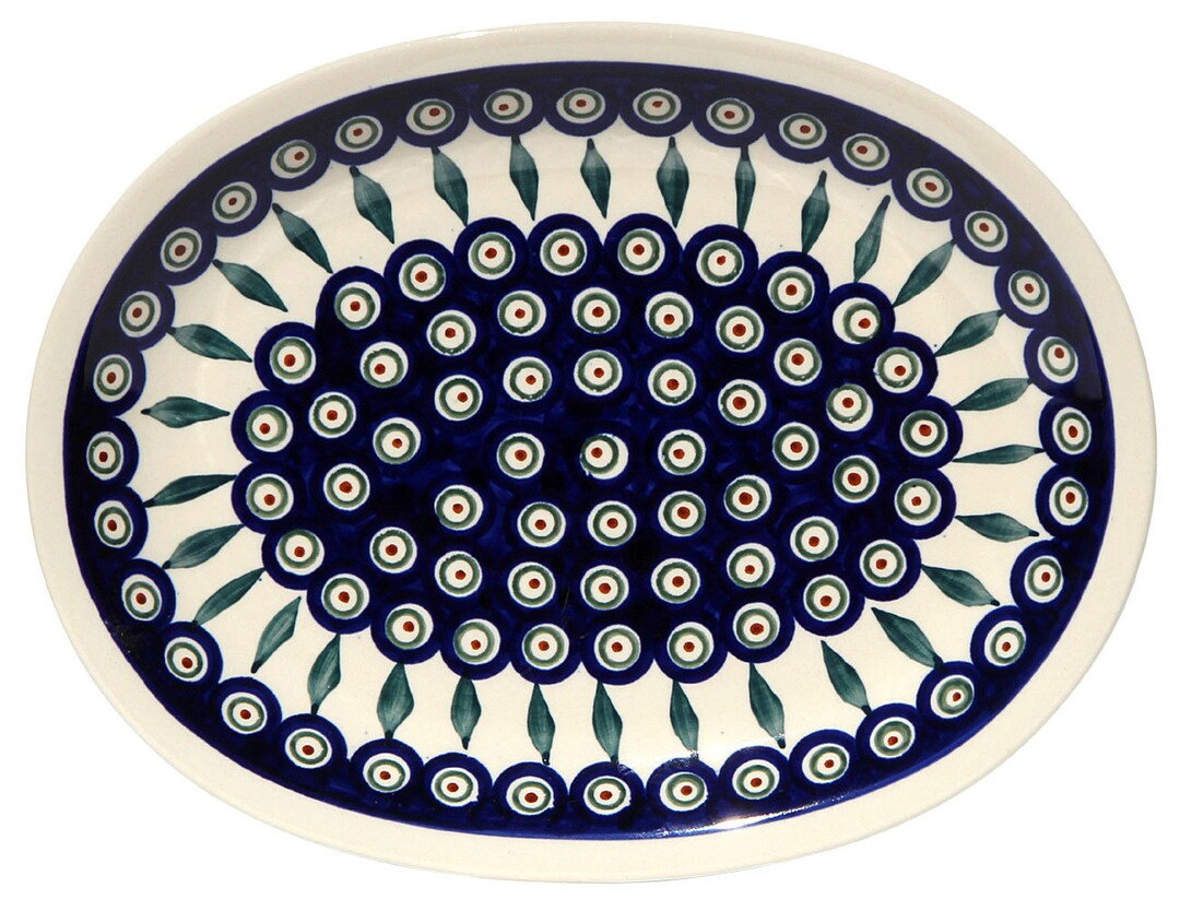Polish Pottery Serving Platter From Zaklady Boleslawiec in Peacock ...