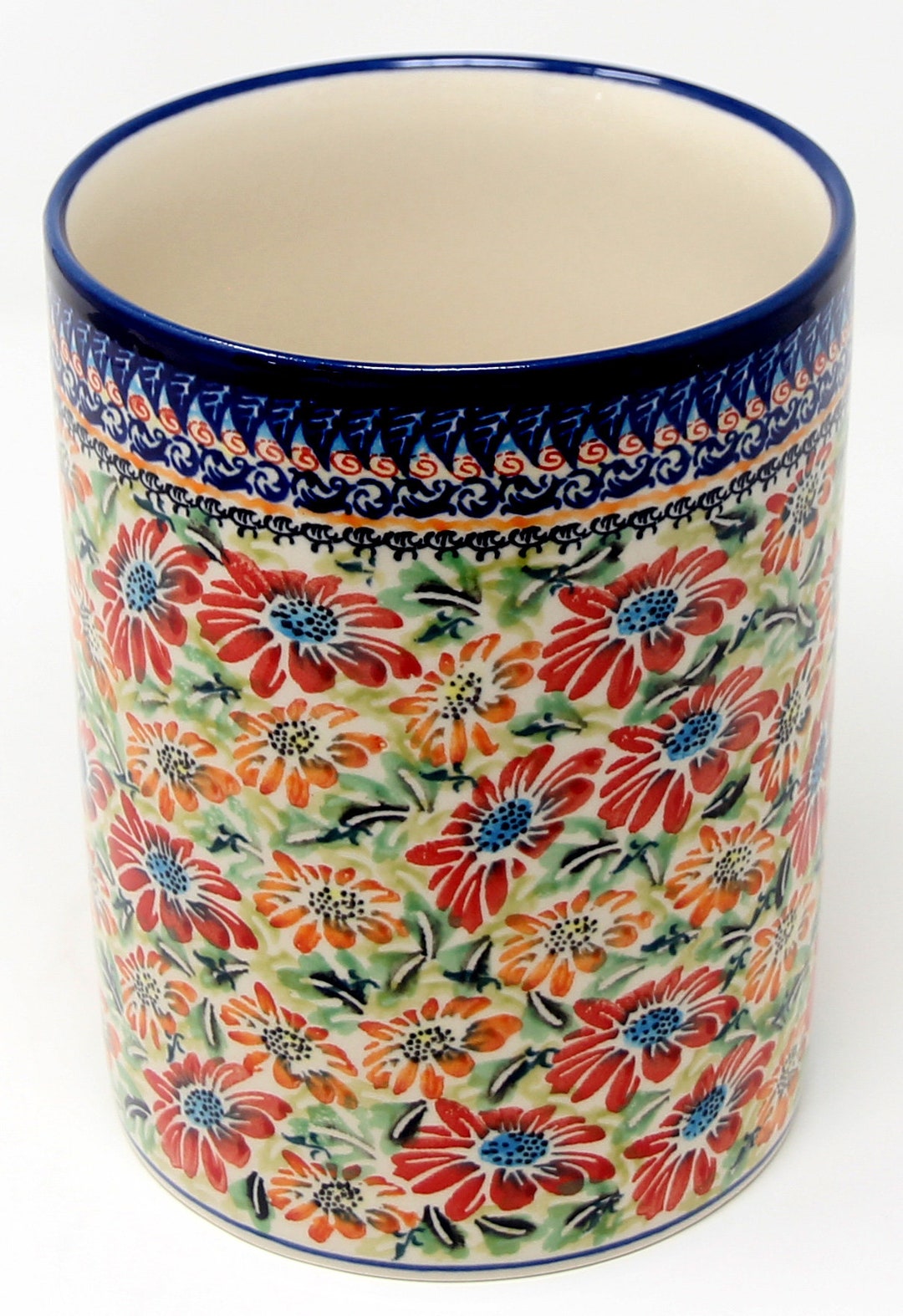 Polish Pottery Utensil Holder in Floral Garden Unikat Pattern Painted ...