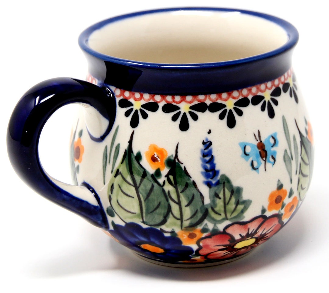 Polish Pottery Mug 8 Oz. From Zaklady in Unikat Signature Pattern - Etsy