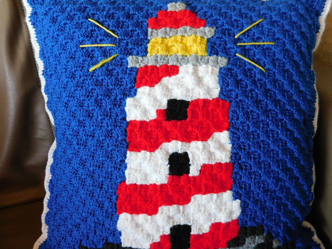Crochet Lighthouse Pillow Decorative Pillow Birthday Gift | Etsy