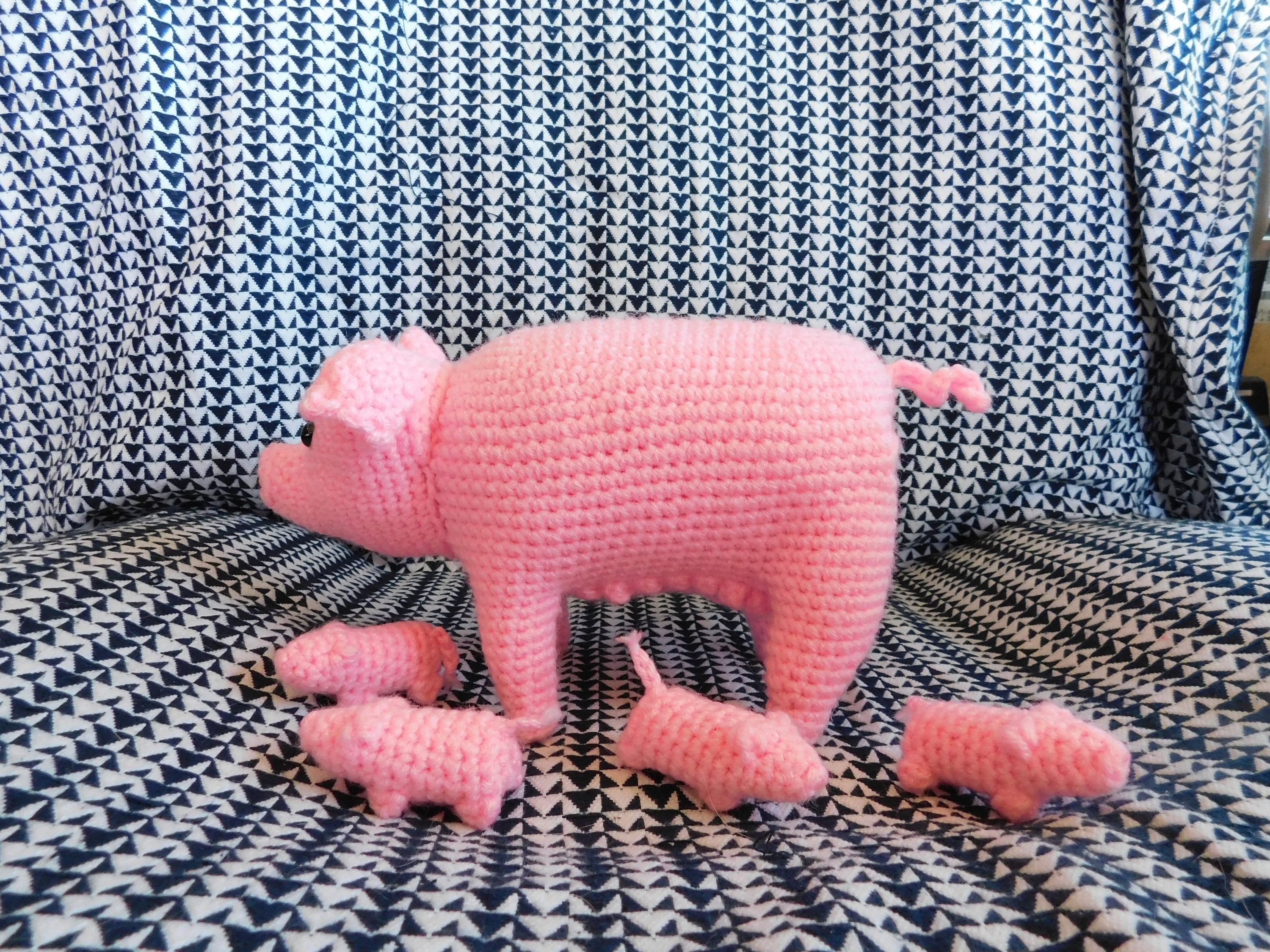 Pigs With Piglets, Crochet Pigs, Pig Set, Pig Amigurumi, Farmhouse Pigs ...