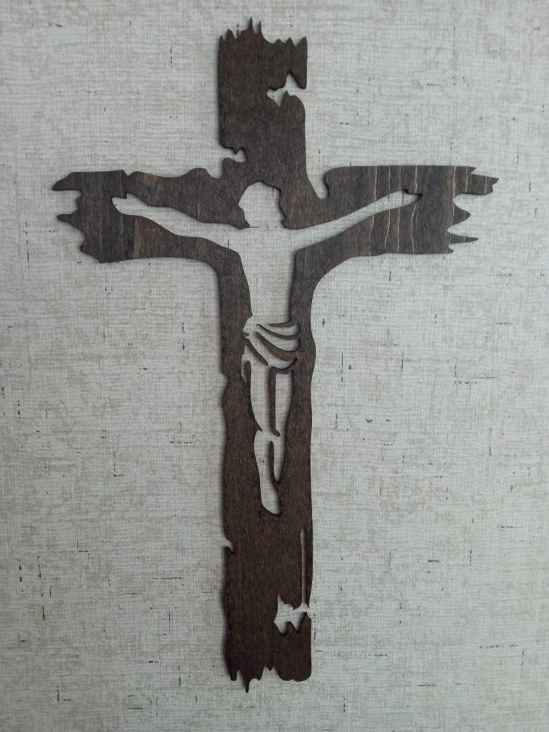 Jesus on the Cross, Stained Wood, Jesus, Jagged Cross, Rough Cross ...