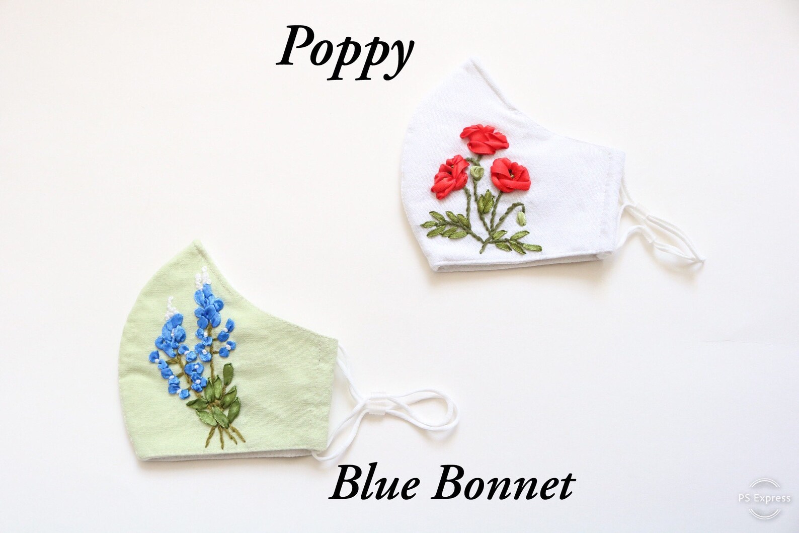 Hand Embroidered Face Mask With Nose Wire Ribbon Embroidery 3 - Etsy